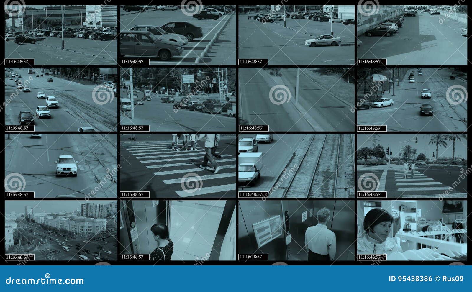 Security Camera View. Split Observation Screen. Stock Footage - Video ...