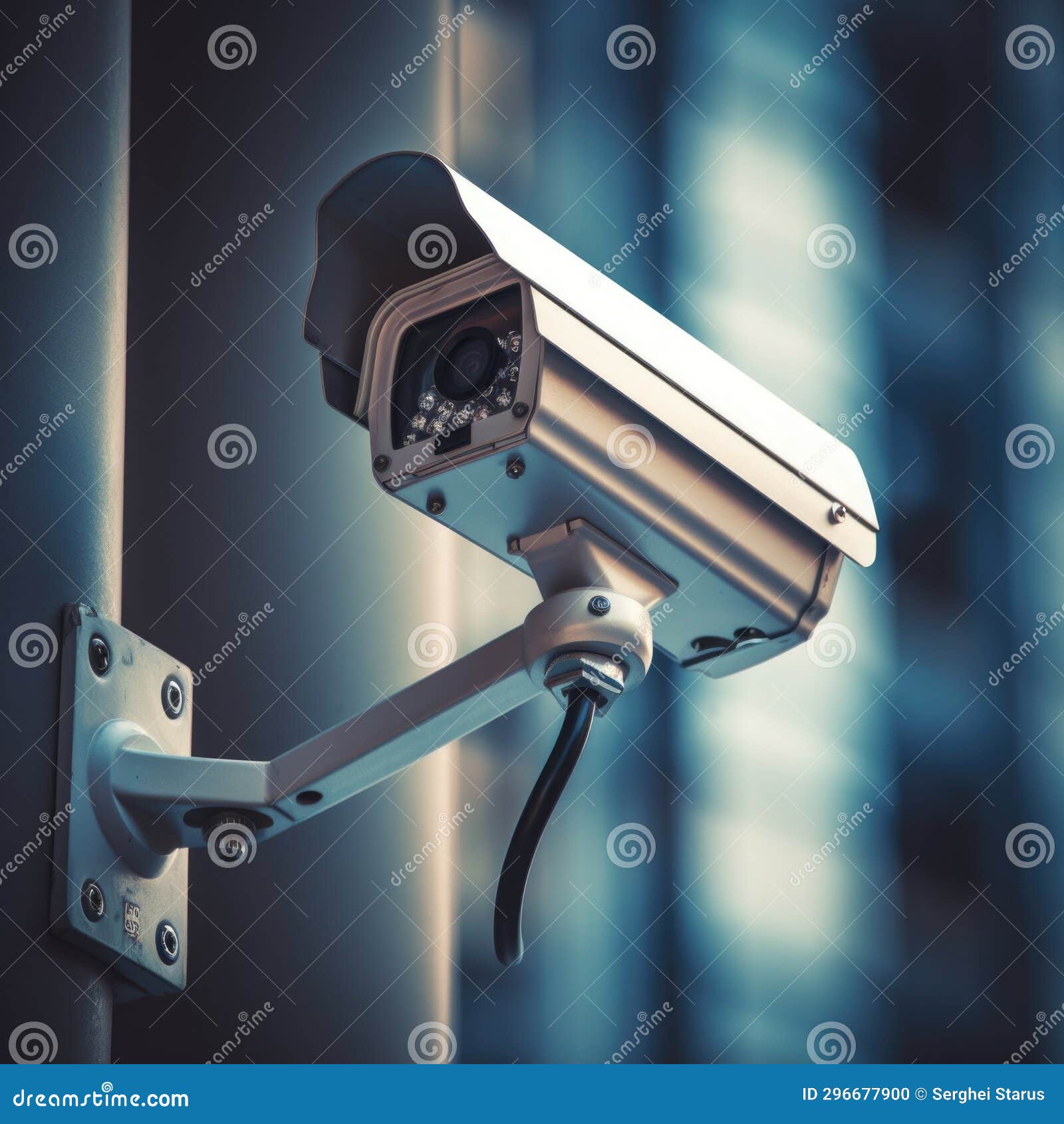Security Camera on a Wall in Front of Buildings, AI Stock Photo - Image ...