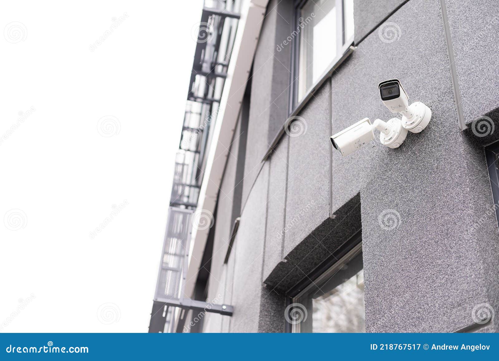 Security Camera on the Wall, Gray Wall and CCTV Camera. Stock Image ...