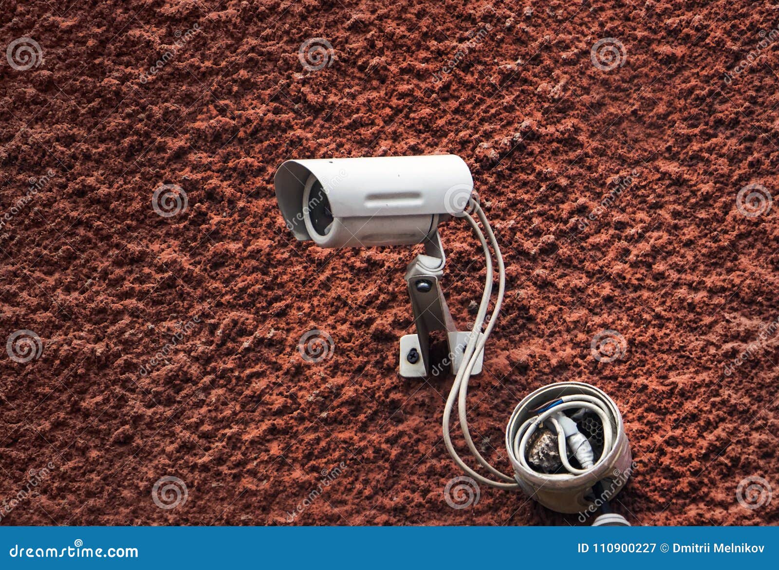 Security Camera on Red Wall Stock Image - Image of outdoors, protection ...