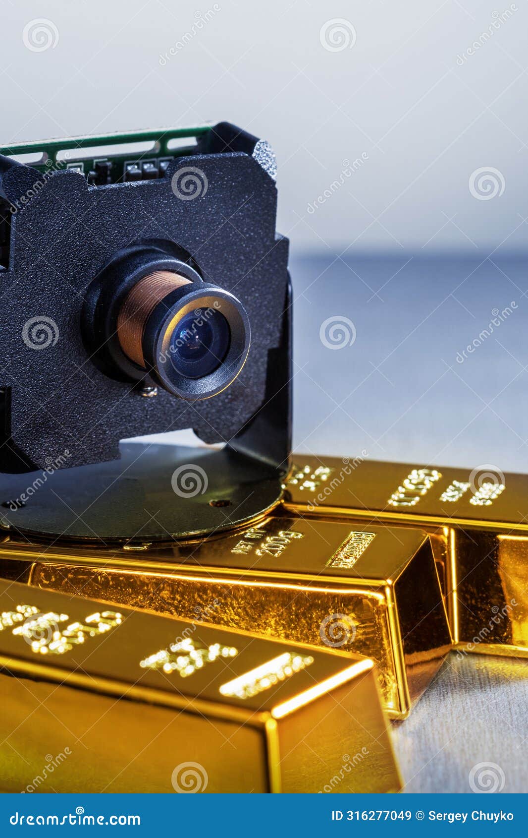 Security Camera Watching a Gold Bars Inside of a Bank Stock Image ...
