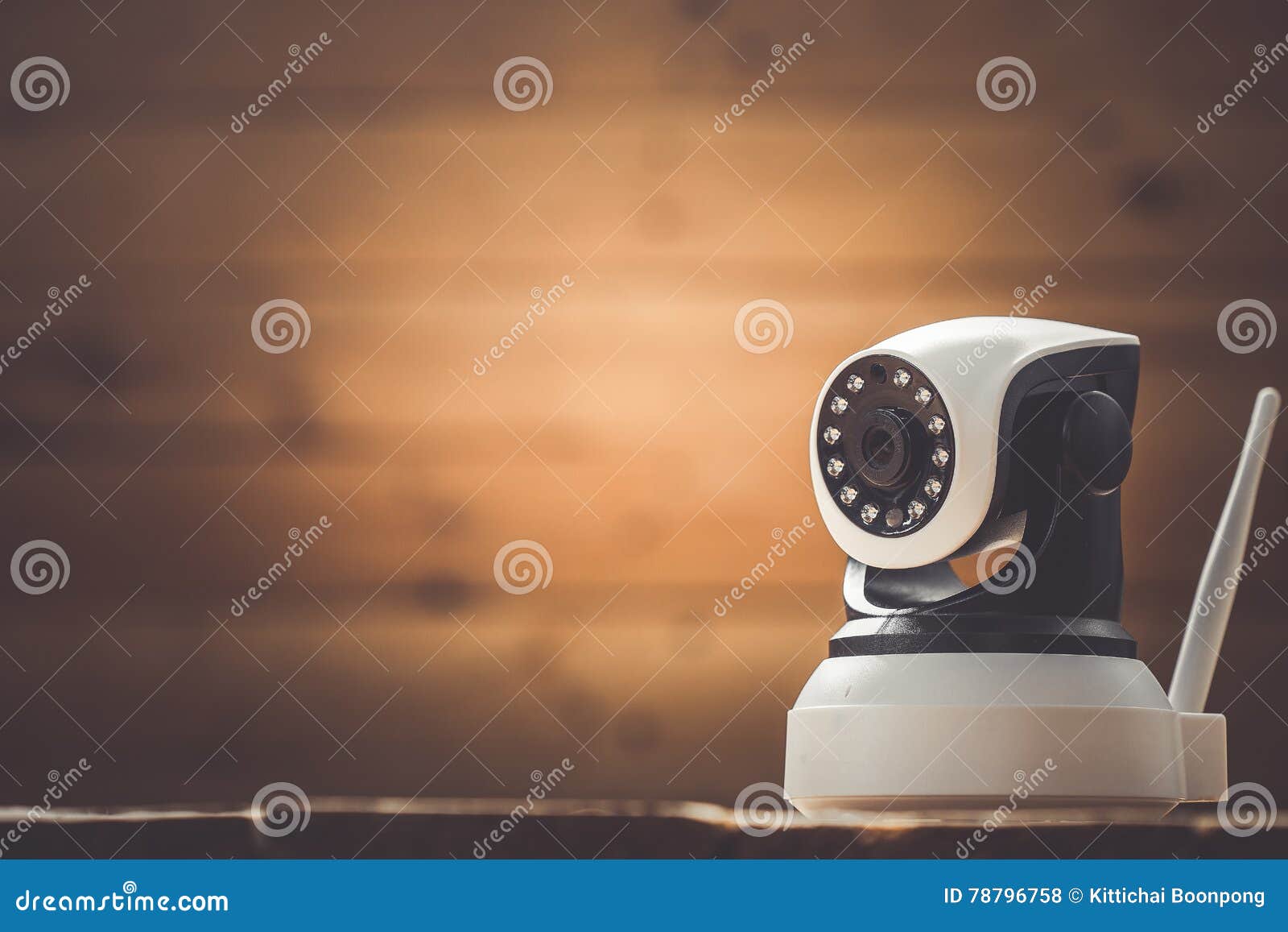 Security Camera on Wood Table. IP Camera Stock Photo - Image of access ...