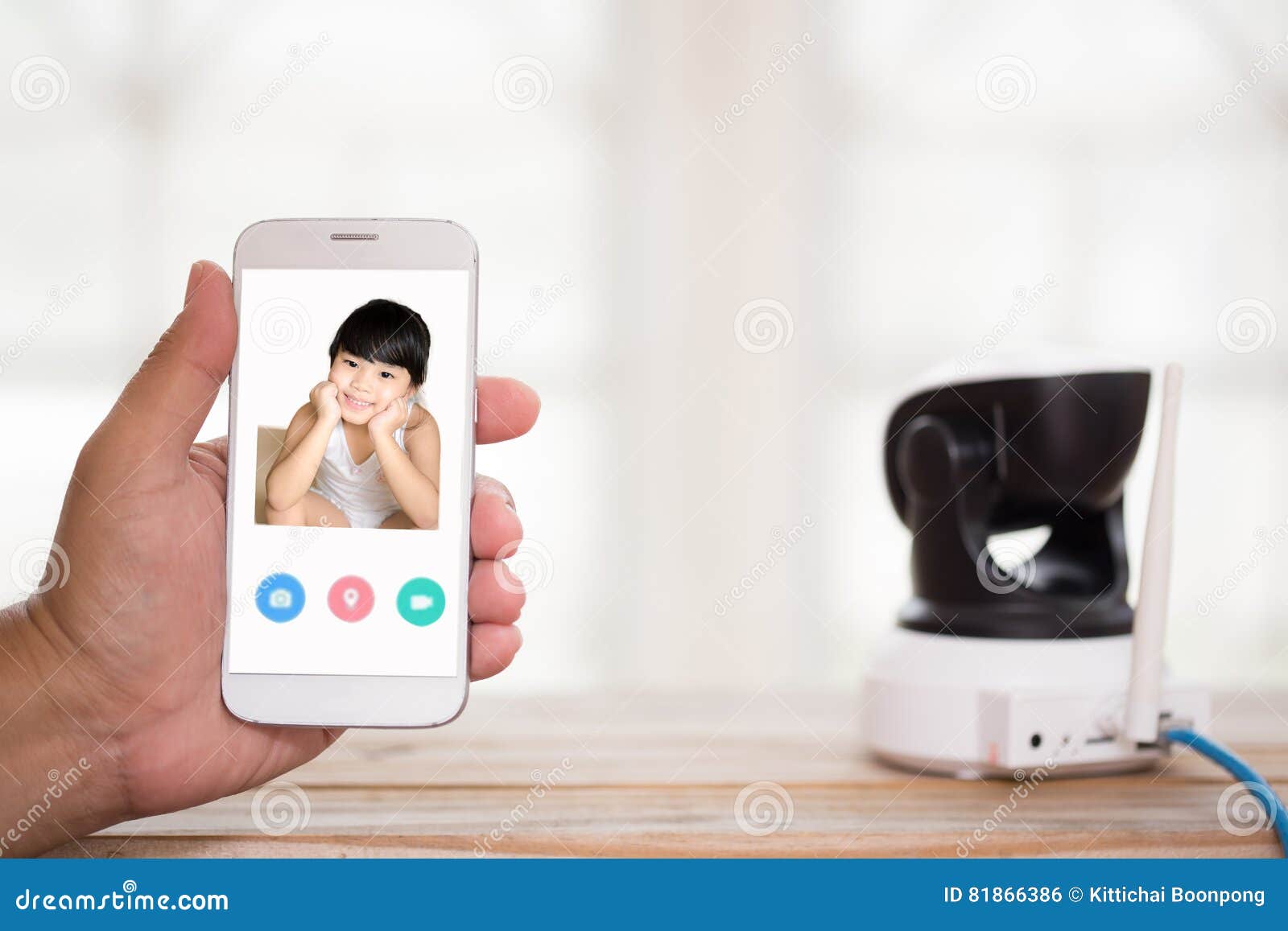 Security Camera on Wood Table. IP Camera. . Stock Photo - Image of ...