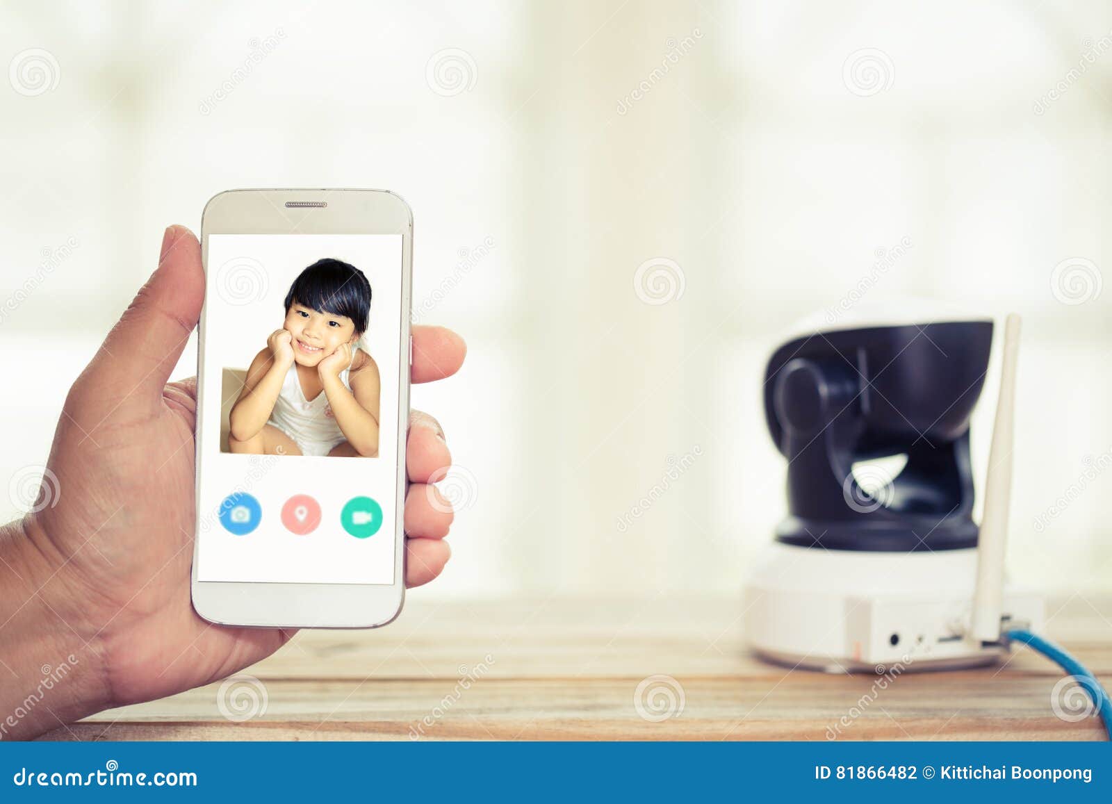 Security Camera on Wood Table. IP Camera Stock Photo - Image of ...