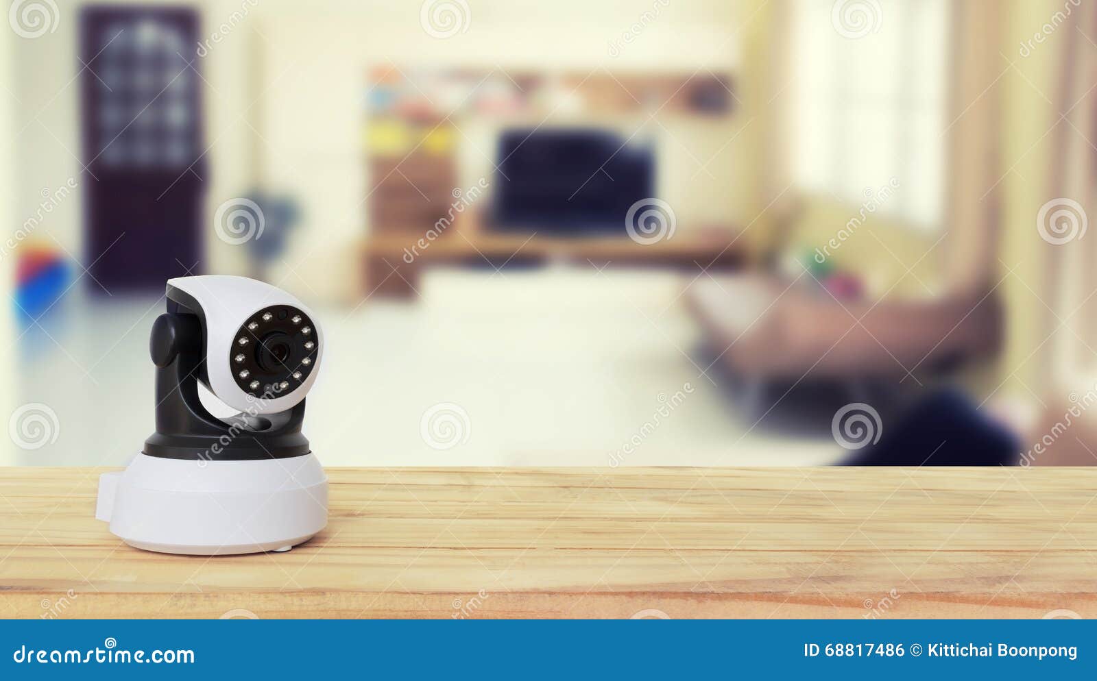 Security Camera on Wood Table. IP Camera Stock Photo - Image of ...