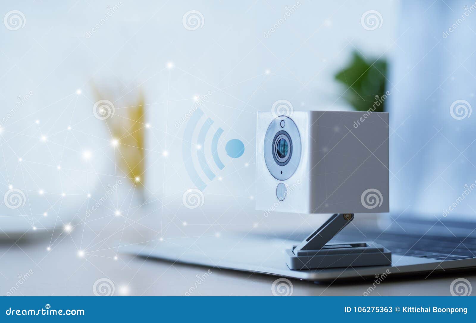 Security Camera on Wood Table. IP Camera Stock Image - Image of camera ...