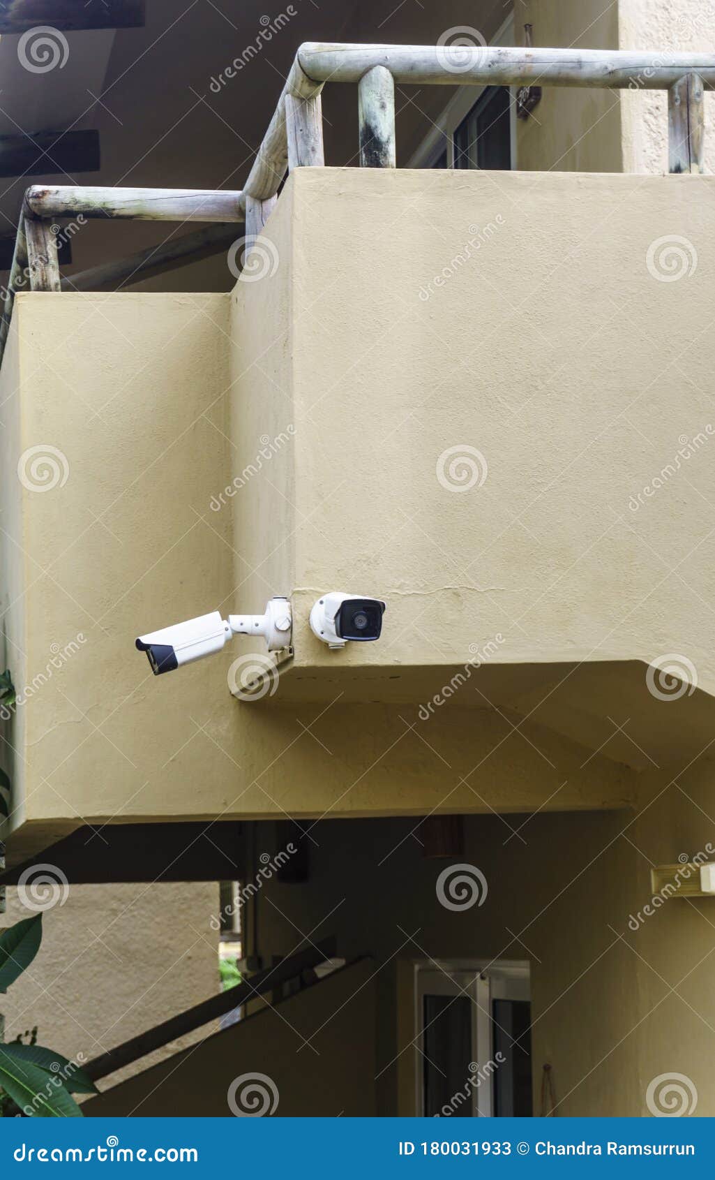 Security Cameras Fixed To the Balcony of a Bungalow Stock Image - Image ...