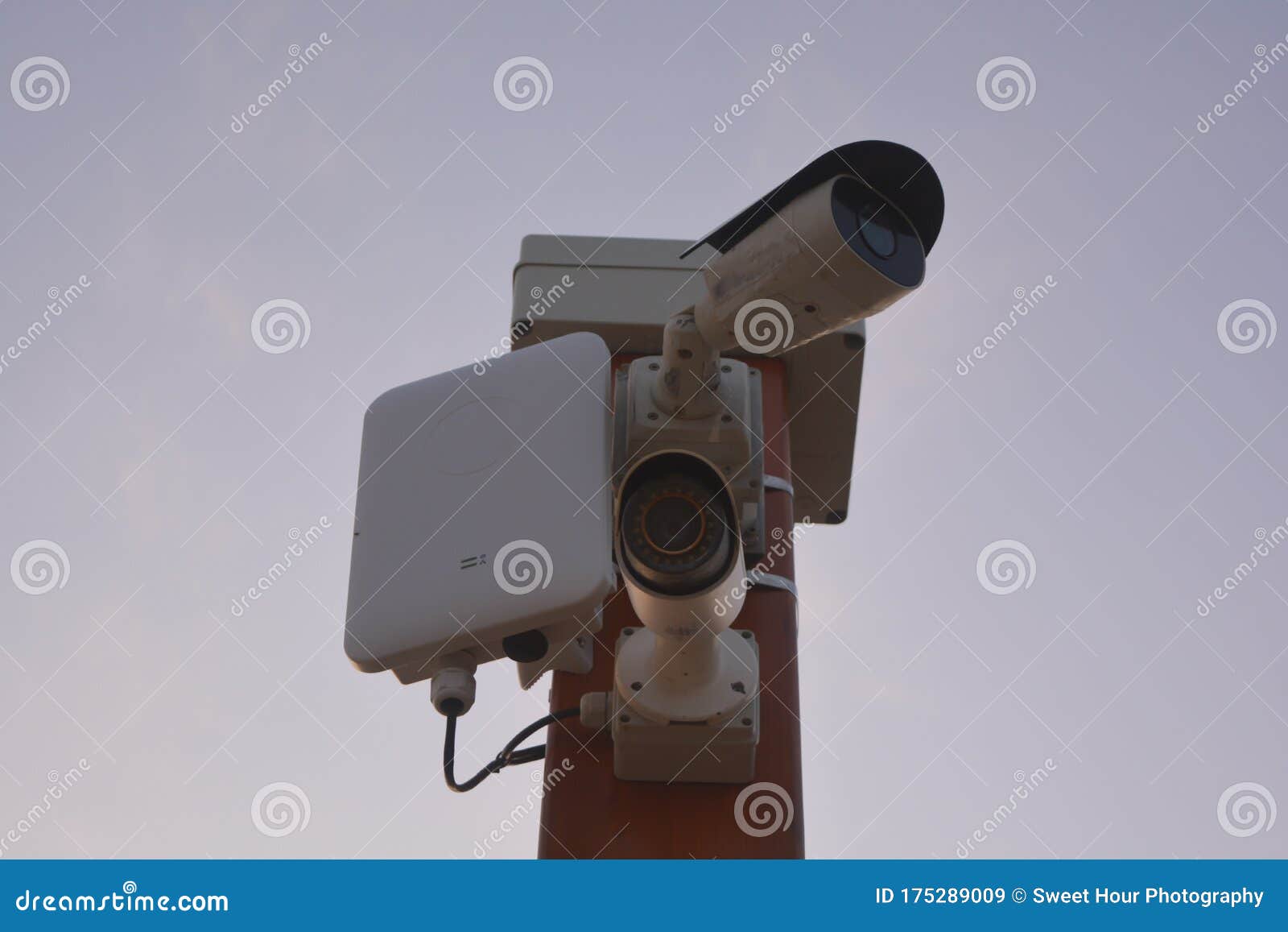 Security Cameras on a Mast, Watchtower for Security Reasons. Technology ...