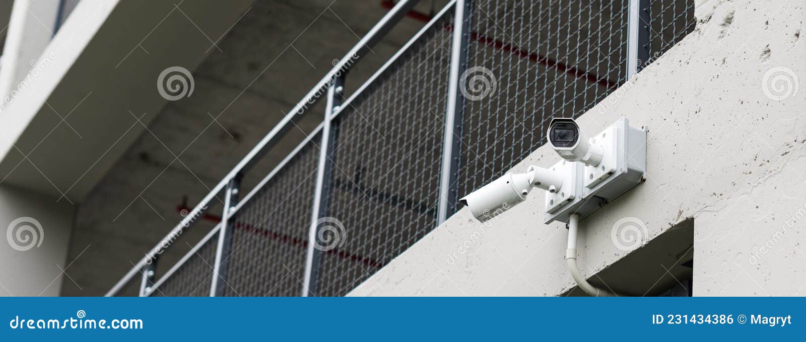 Security Cameras on Modern Building. Professional Surveillance Camera ...