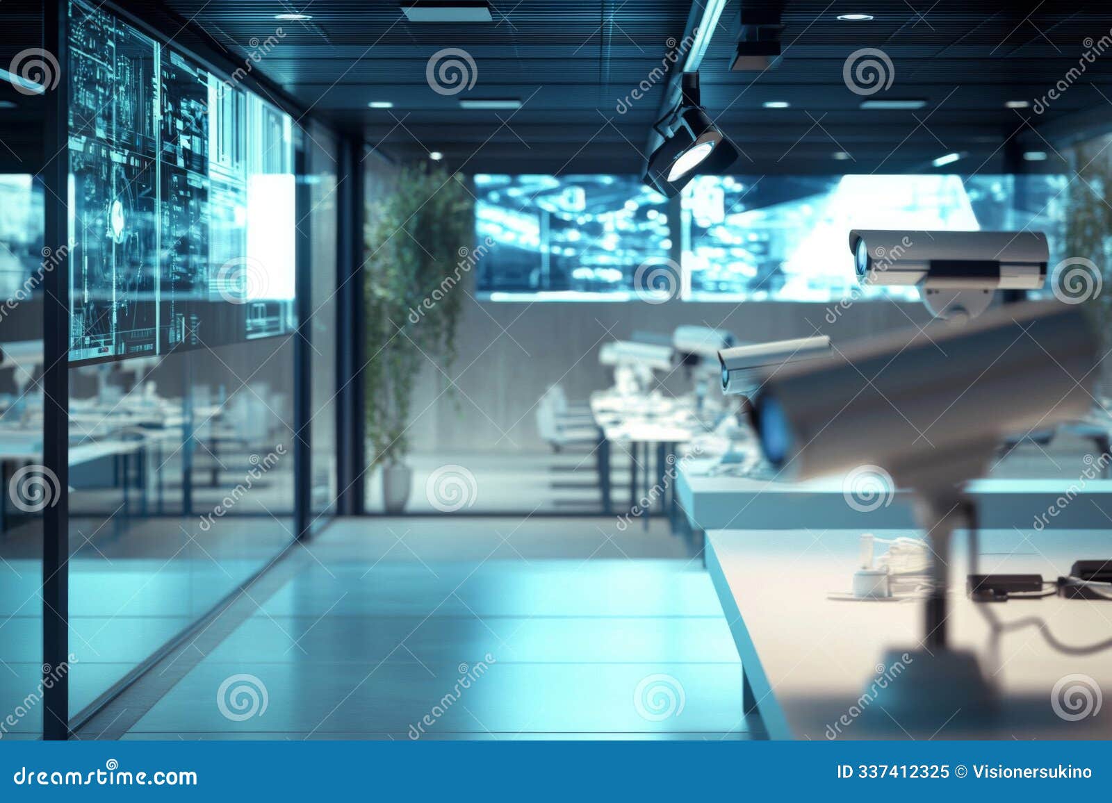 Security Cameras and Monitors in a Modern Control Room Stock ...