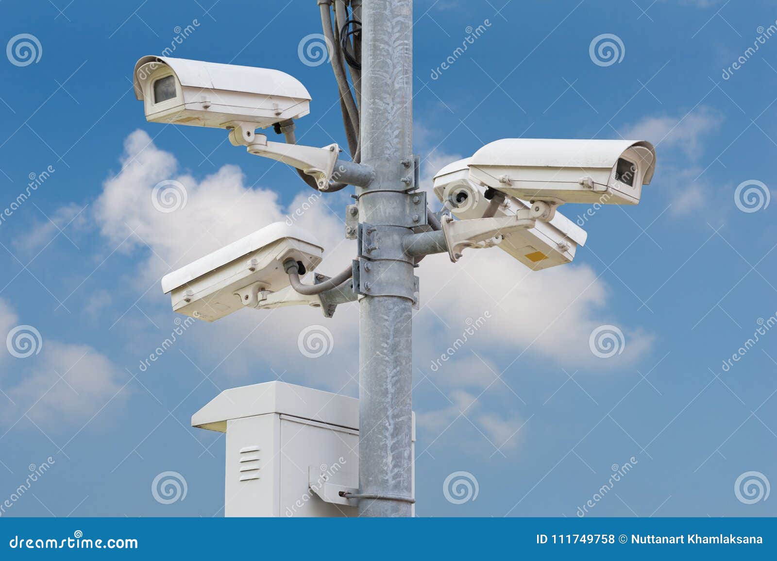 Security Cameras in an Outdoor Housing and Control Unit Stock Photo ...