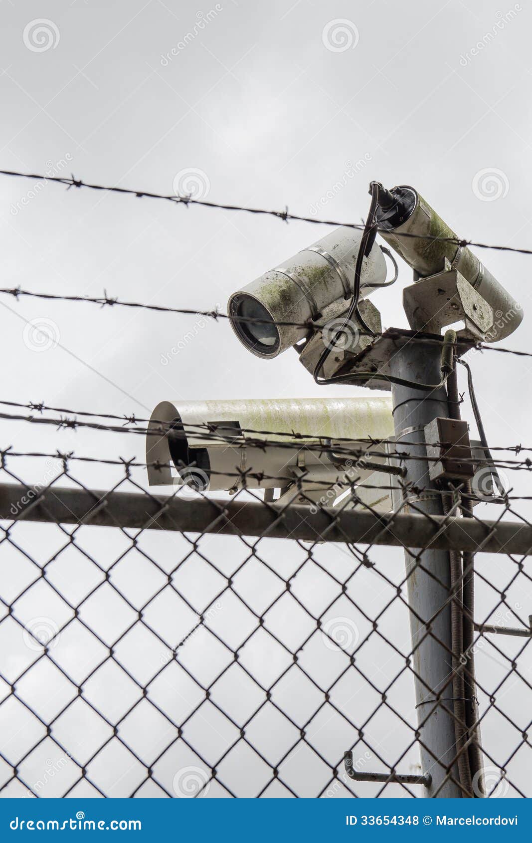 Cameras on Top of Security Fence Stock Photo - Image of protection ...