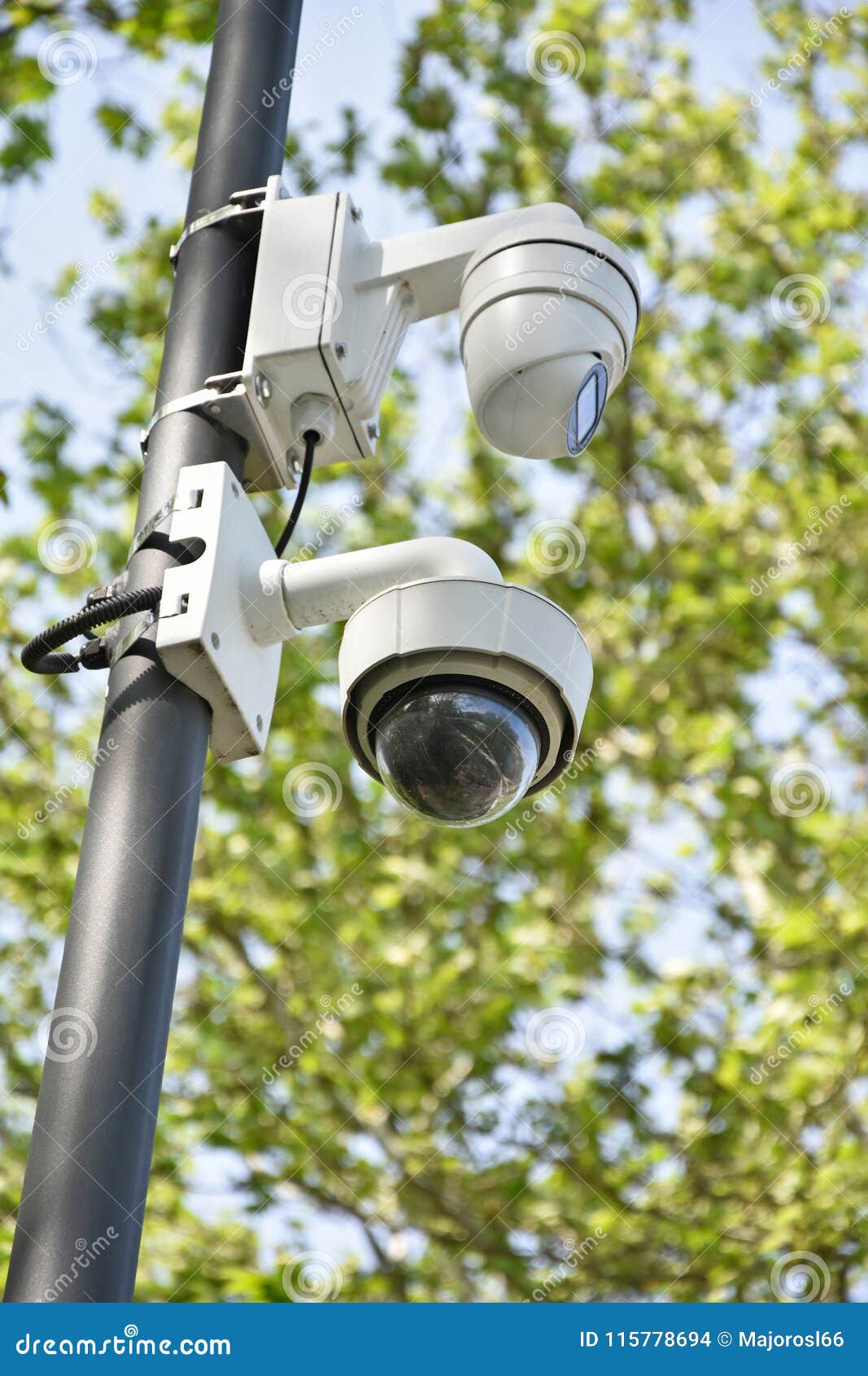 Security Cameras on a Pole Outdoor Stock Photo - Image of video ...
