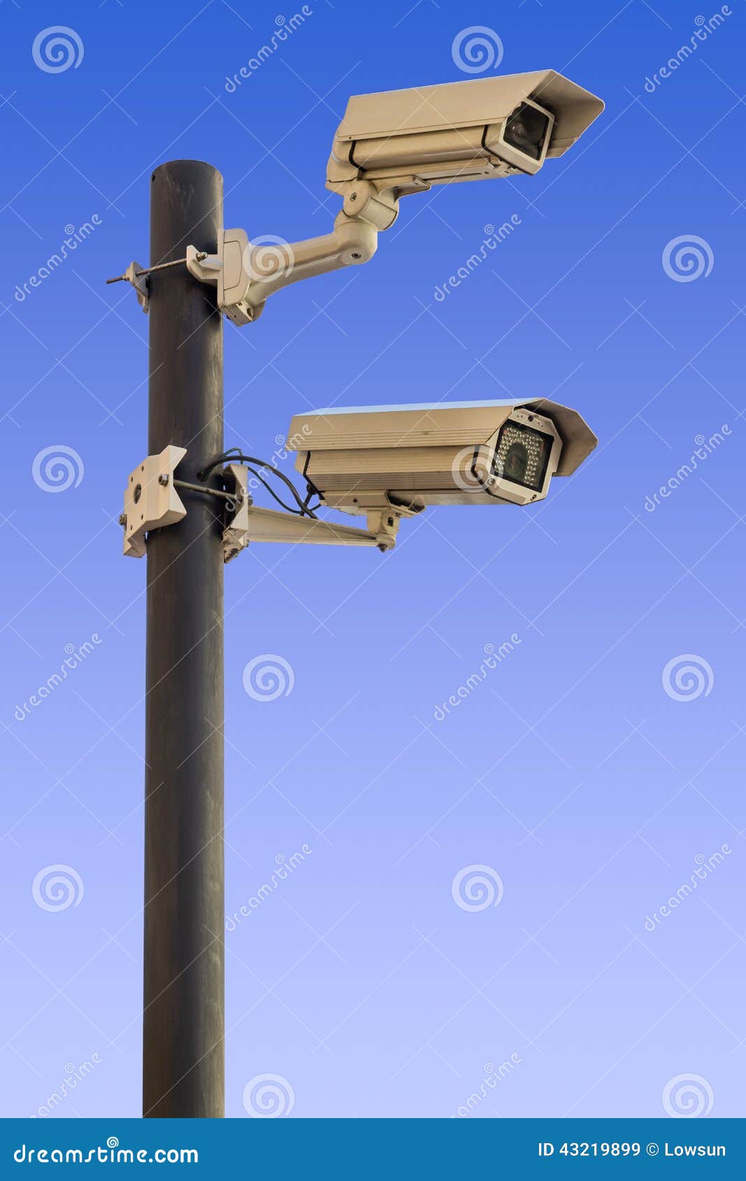 Security cameras on pole stock image. Image of access - 43219899