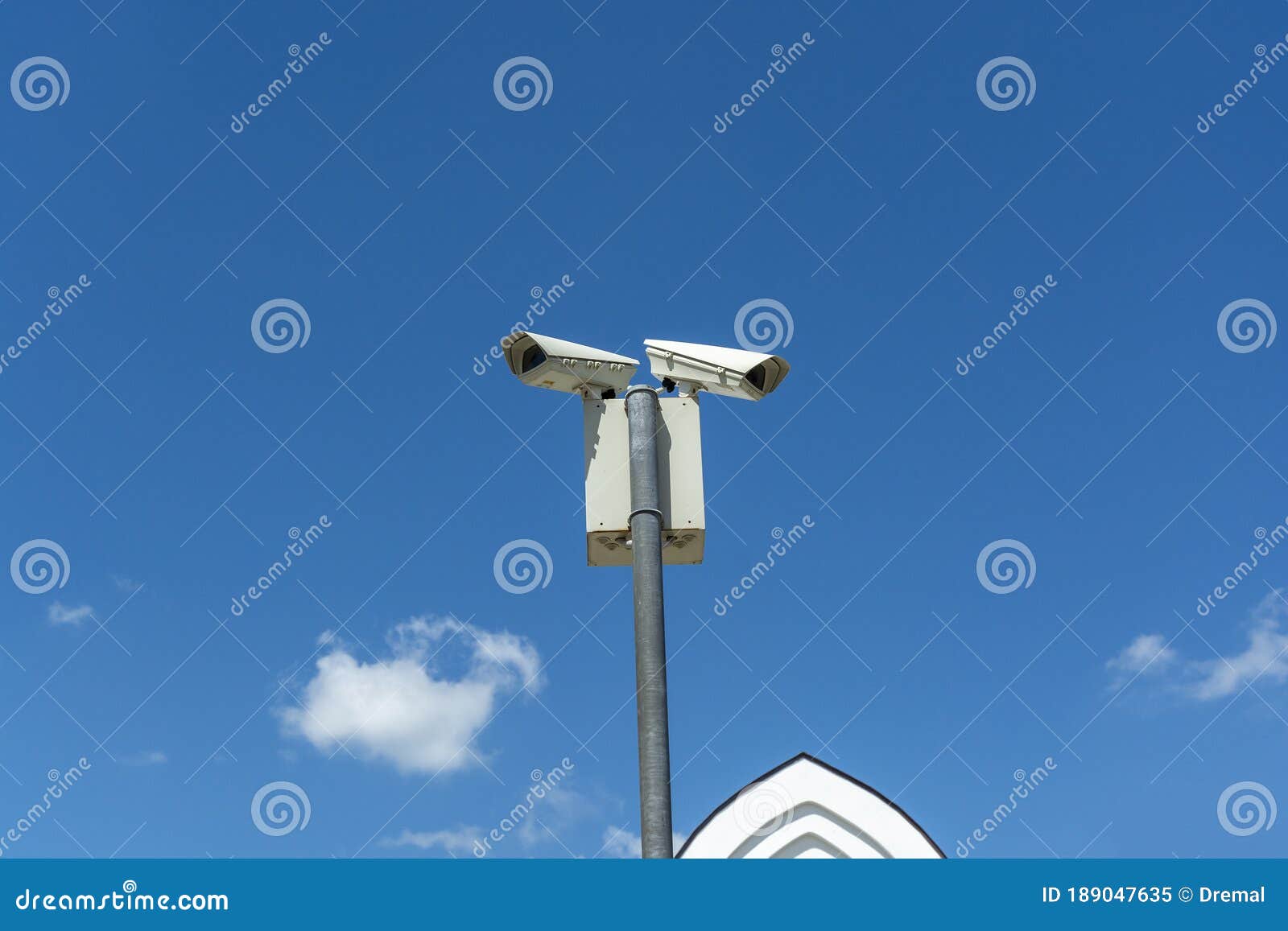 Security cameras on a post stock image. Image of security - 189047635