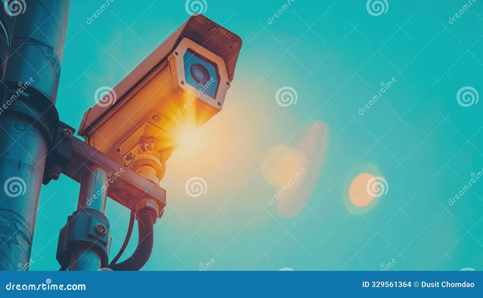 Security Cameras for Safety Under Clear Skies. Stock Photo - Image of ...