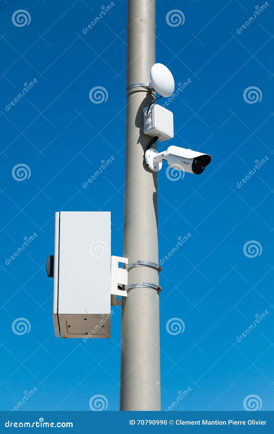 Security Cameras on Street Pylon Stock Photo - Image of circuit ...