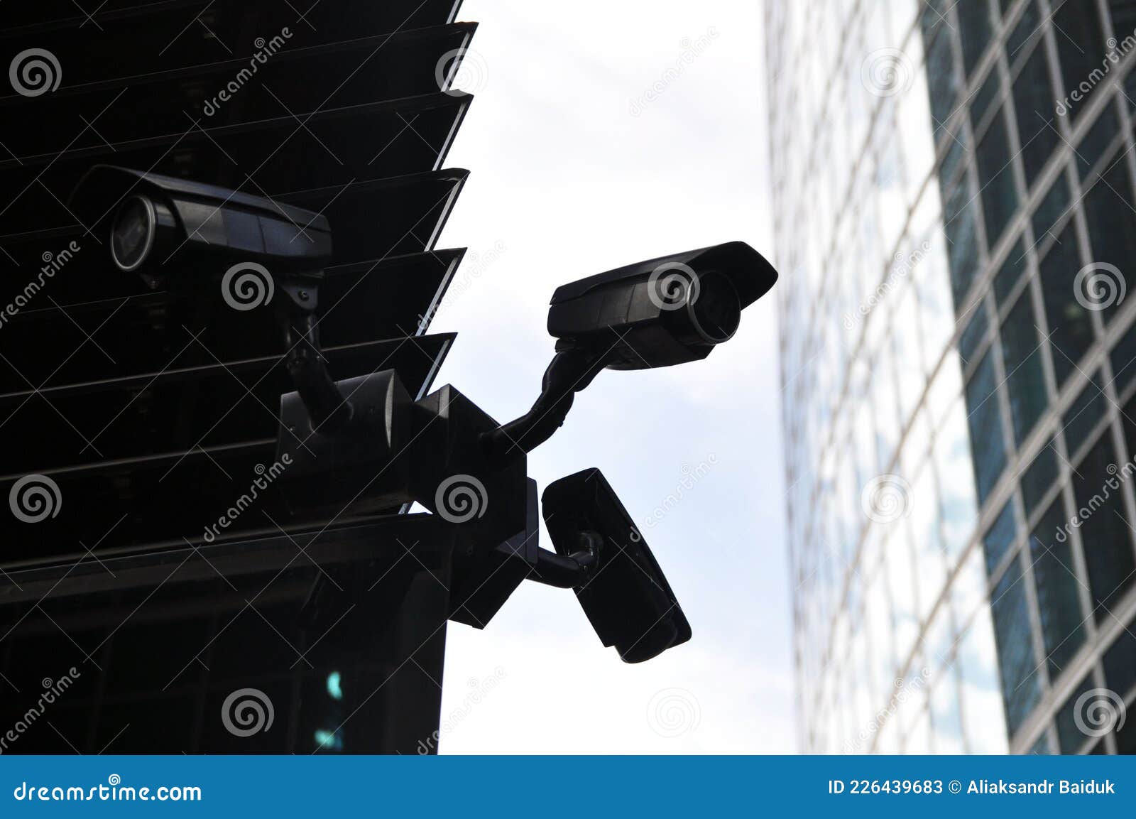 Security Cameras in the Structure of a Modern City Stock Image - Image ...