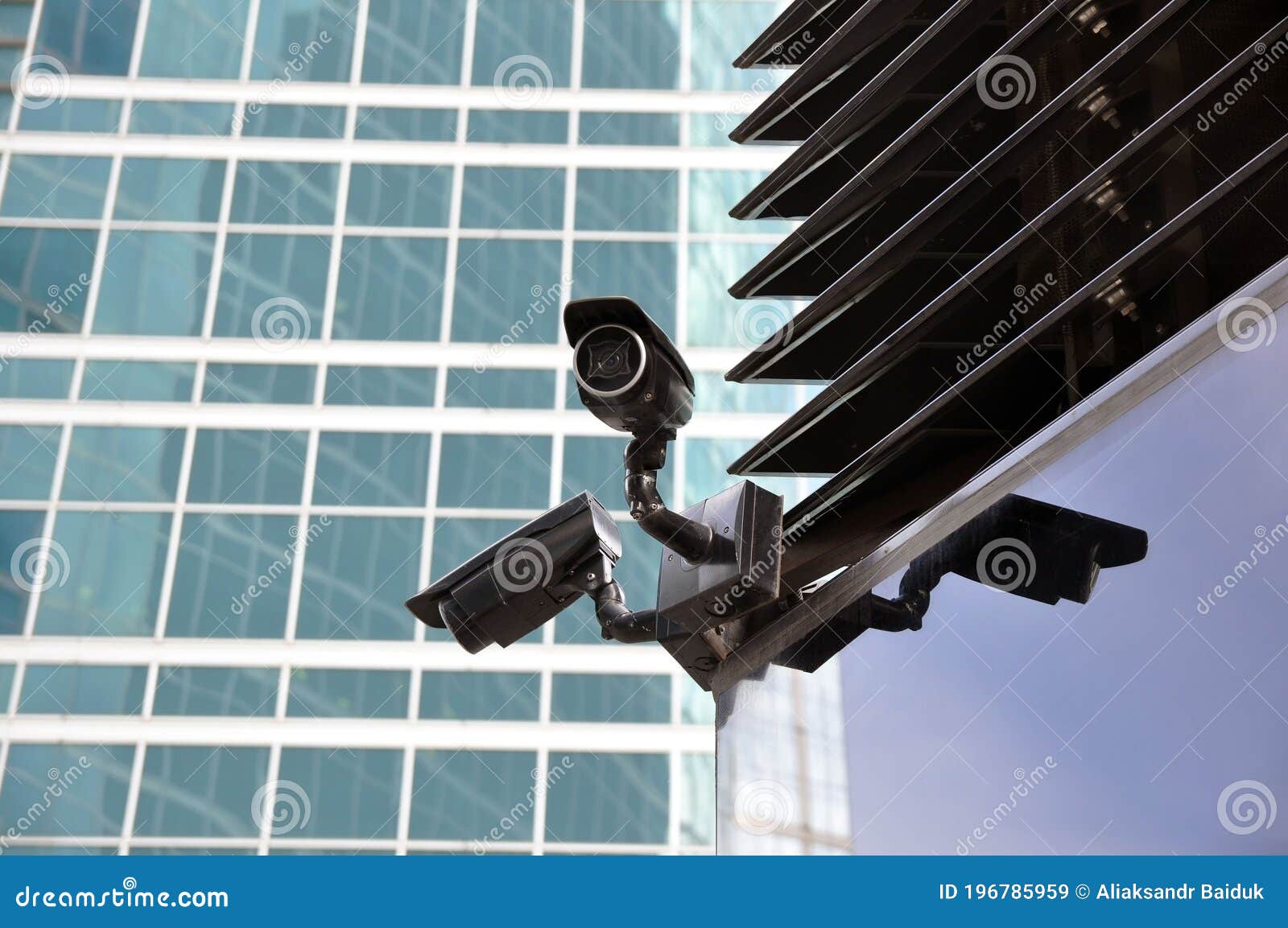 Security Cameras in the Structure of a Modern City Stock Image - Image ...
