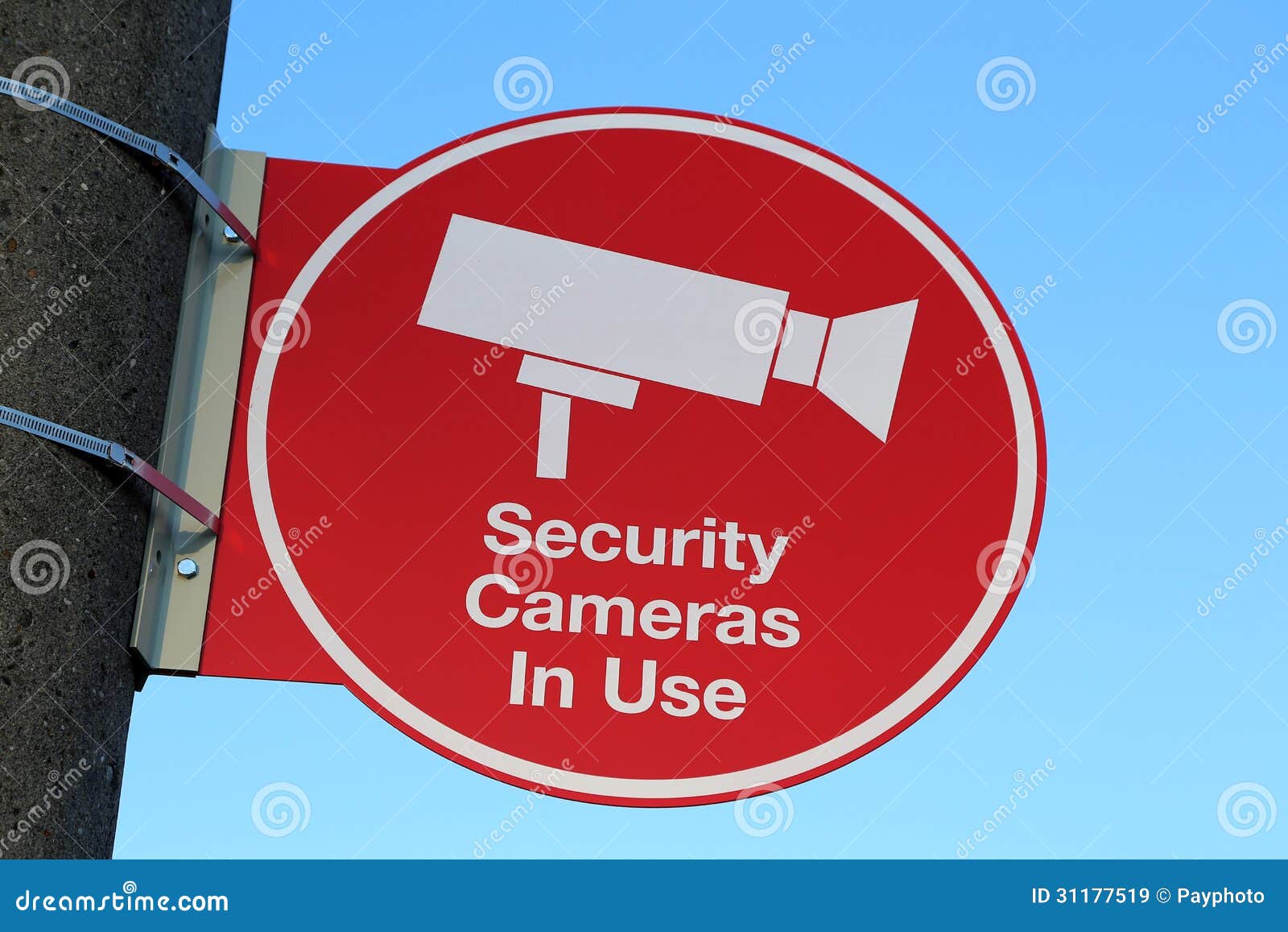 Security Cameras in Use Sign Stock Image - Image of property, criminal ...