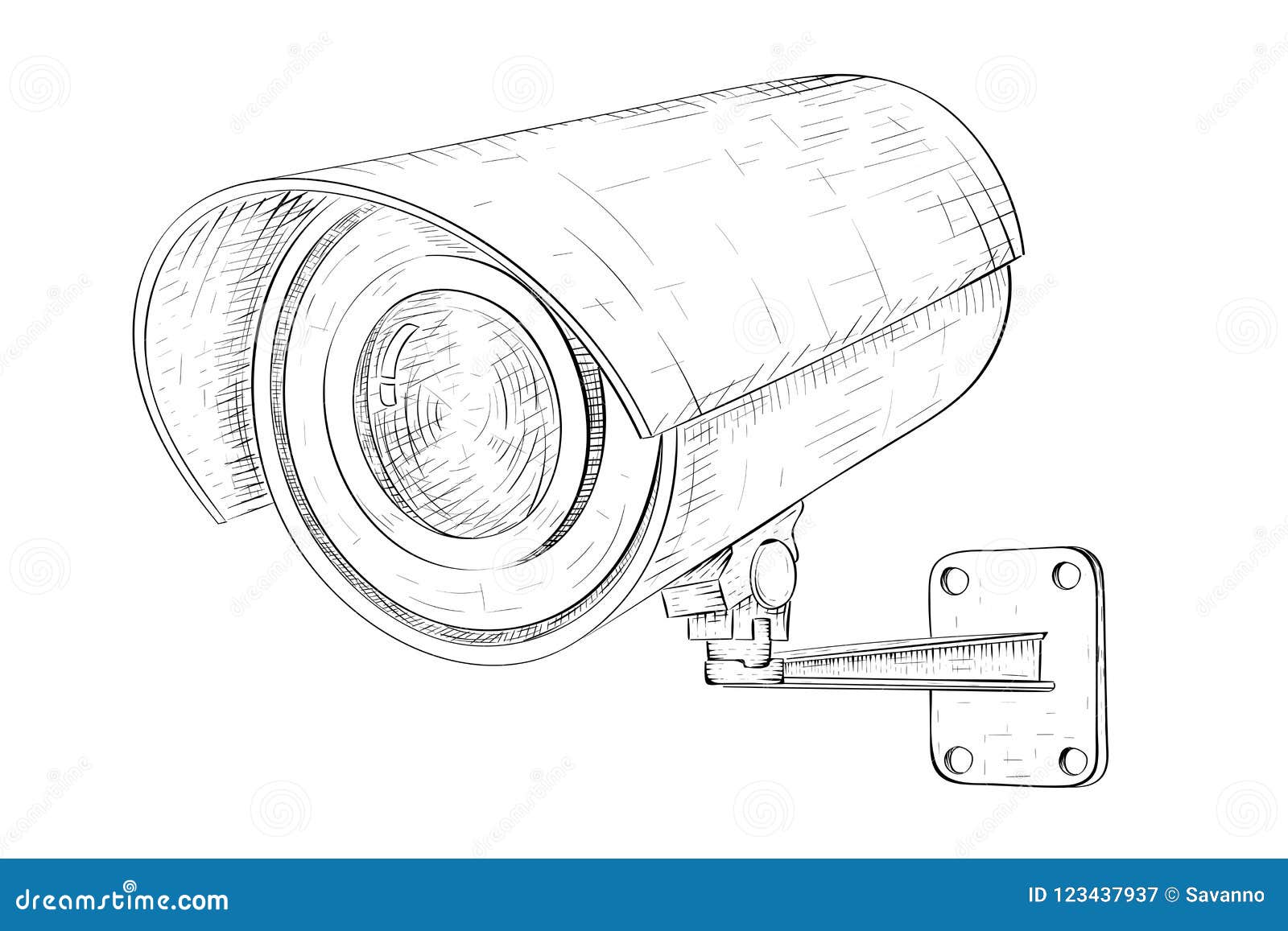 Security Cctv Camera. Hand Drawn Sketch Stock Vector - Illustration of ...