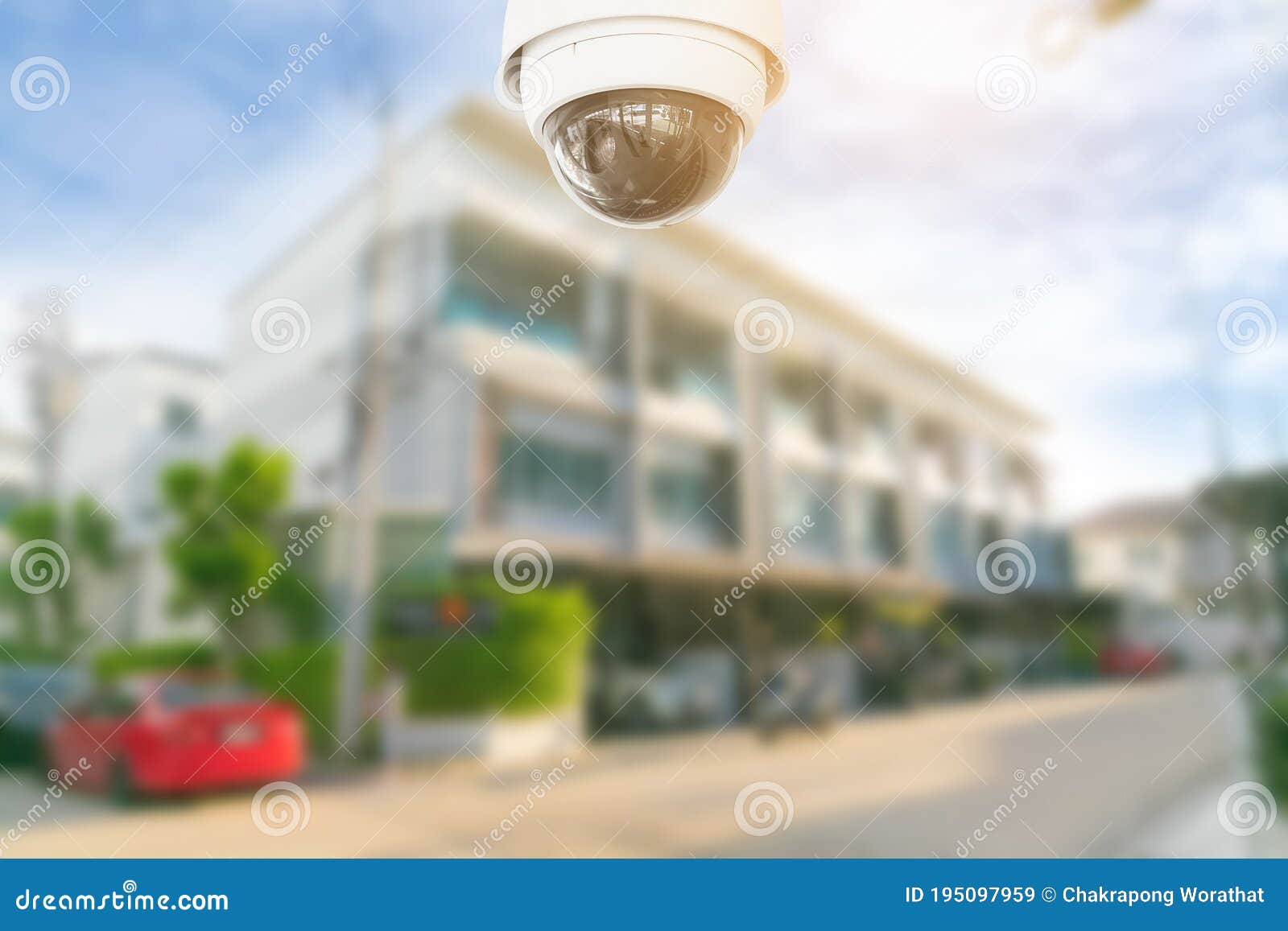 Security CCTV Camera with Home on Background Stock Image - Image of ...