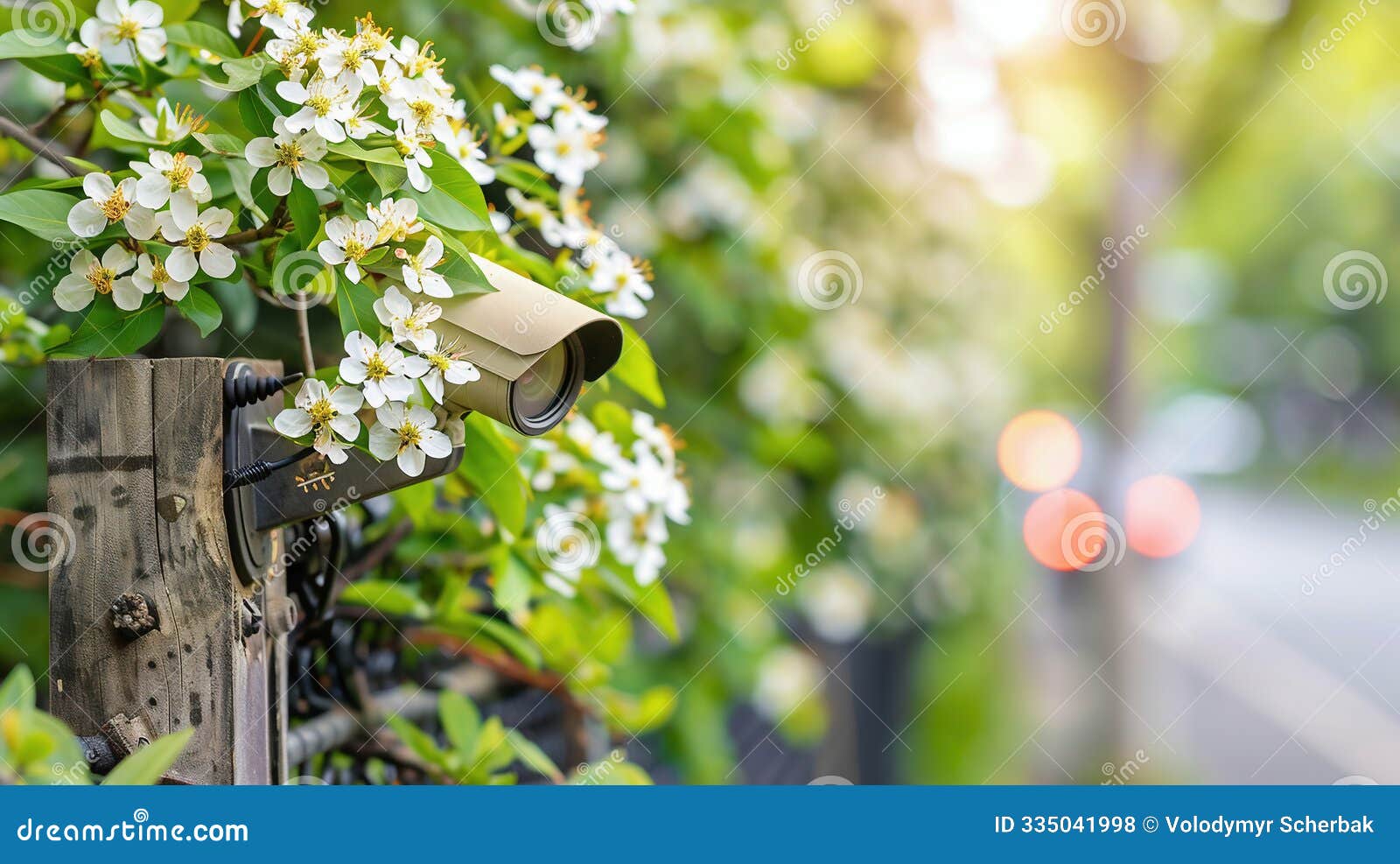 Security CCTV Camera Install on the Fence for Home Security System ...
