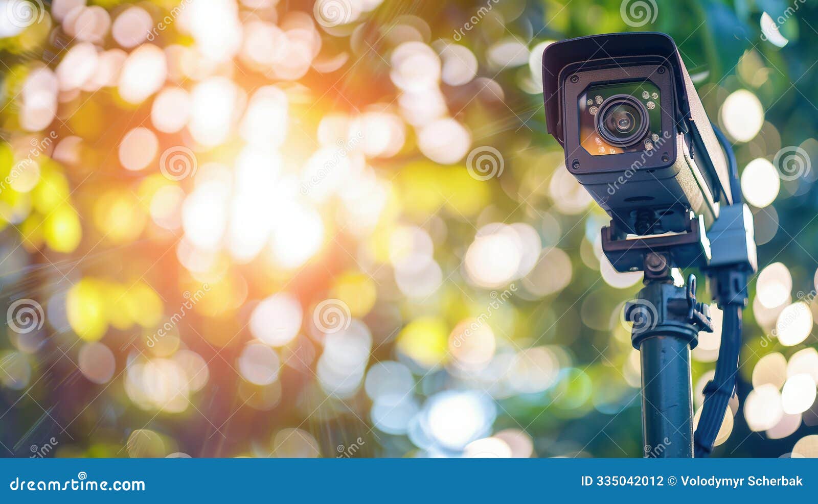 Security CCTV Camera Install on the Fence for Home Security System ...