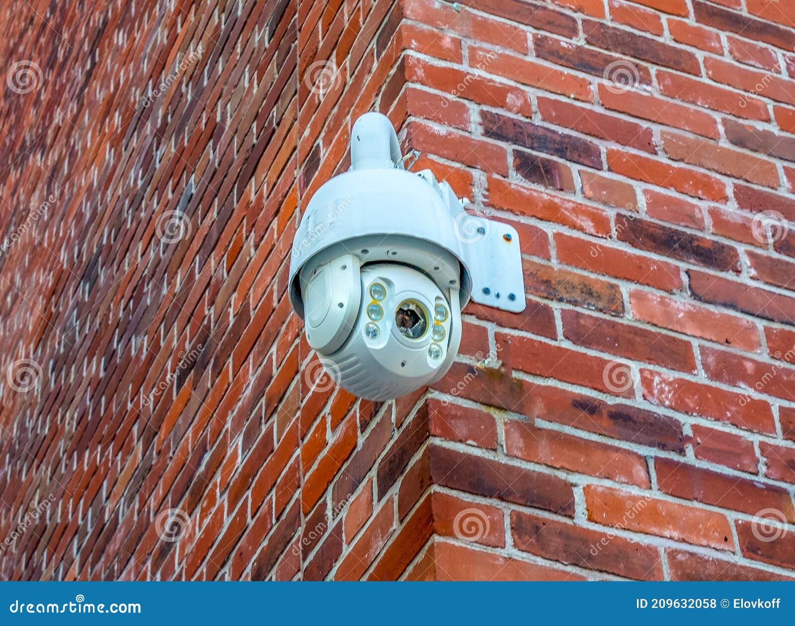Security CCTV Camera Mounted on the Corner of the Building Monitoring ...