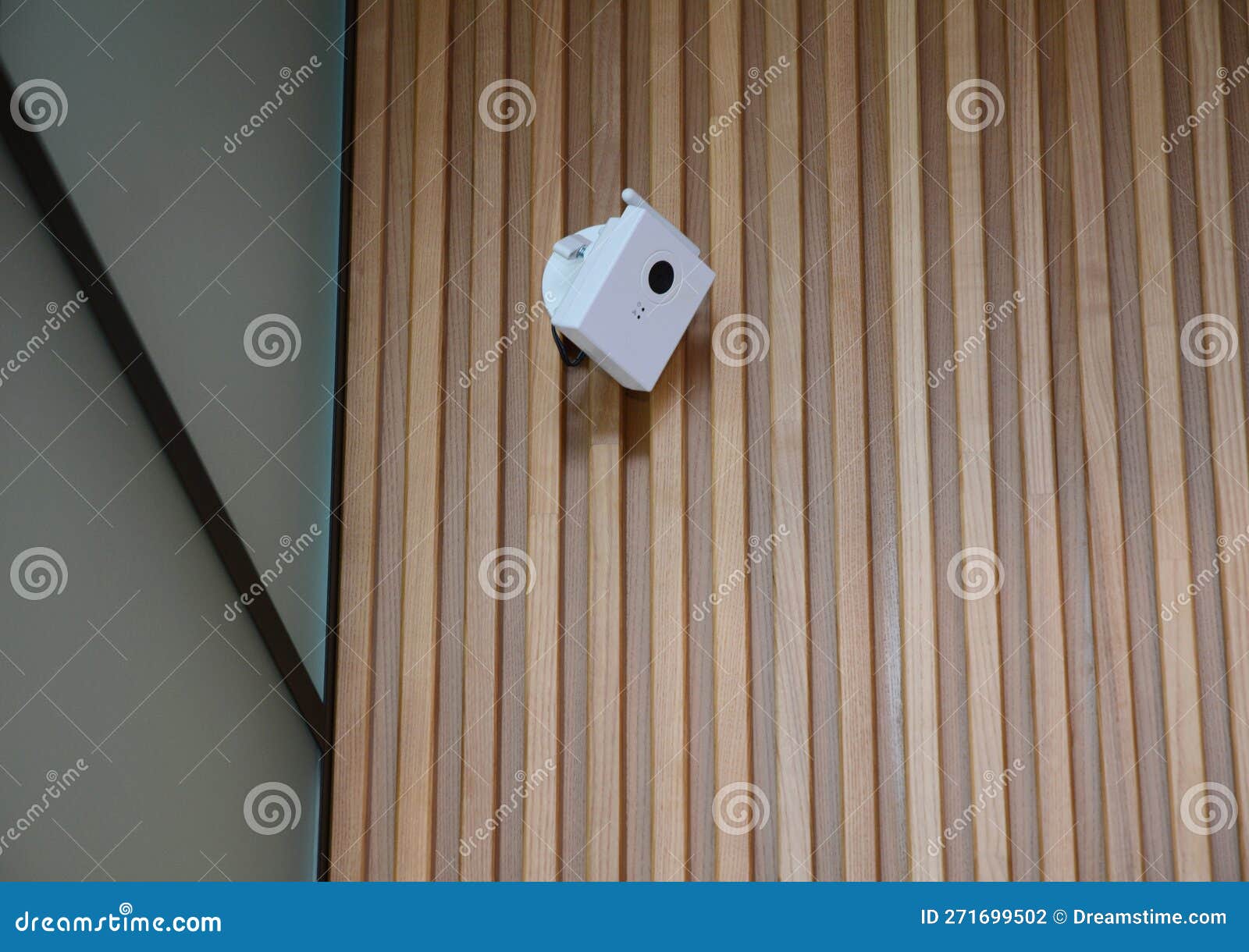 Security CCTV Camera is Mounted on the Wooden Home Room Wall. CCTV ...