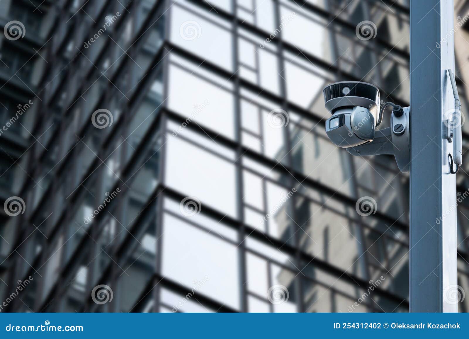 Security CCTV Camera in Office Building. Blurred Background. Stock ...