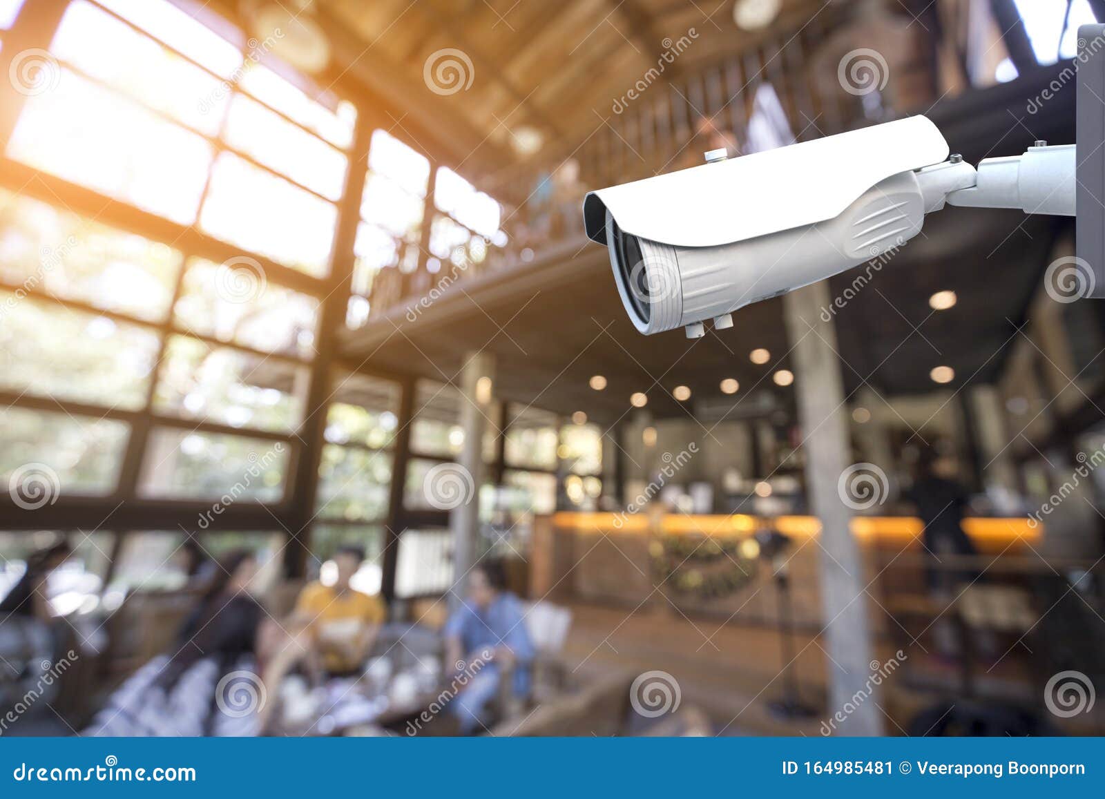 Security CCTV Camera Operating in Coffee Shop Cafe and Restaurant ...