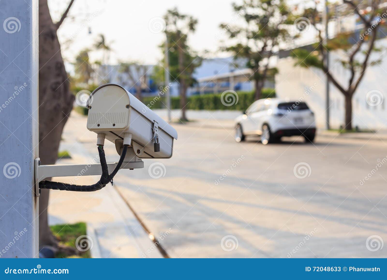 Security CCTV Camera Operating Over the Road Stock Image - Image of ...