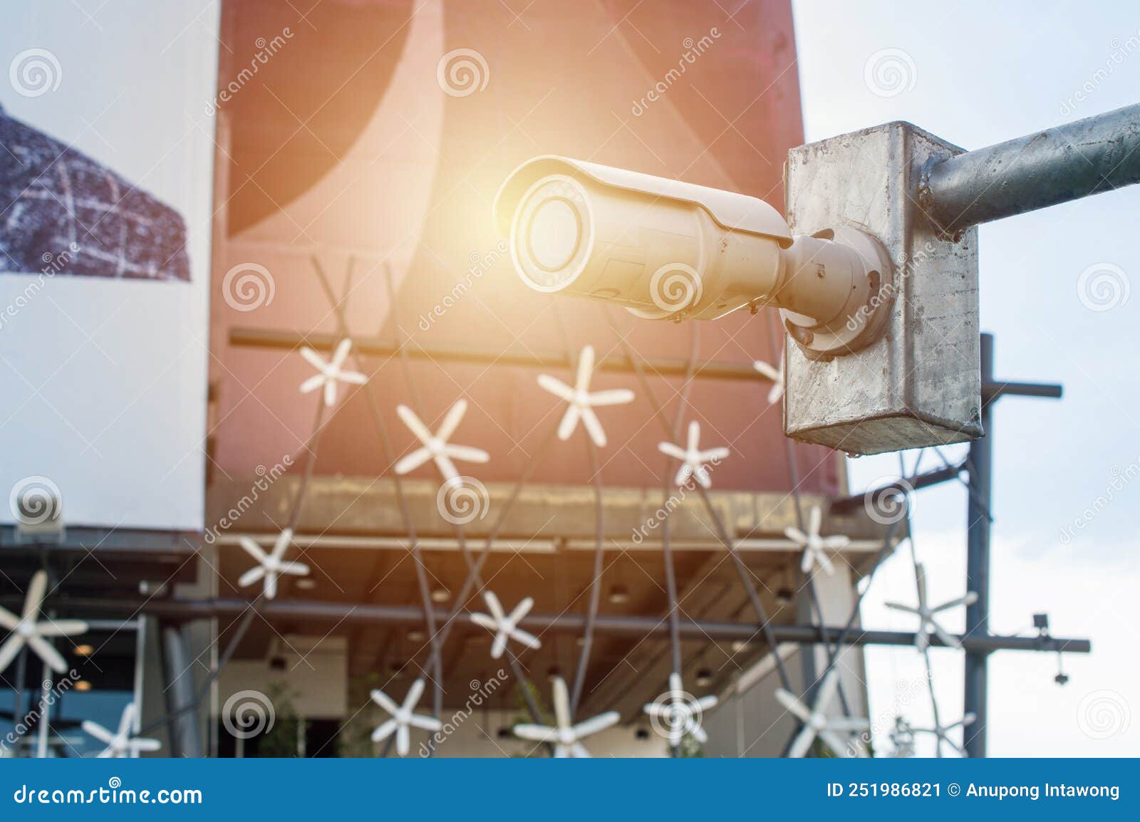 Security CCTV Camera Outside the Office Building. Stock Image - Image ...