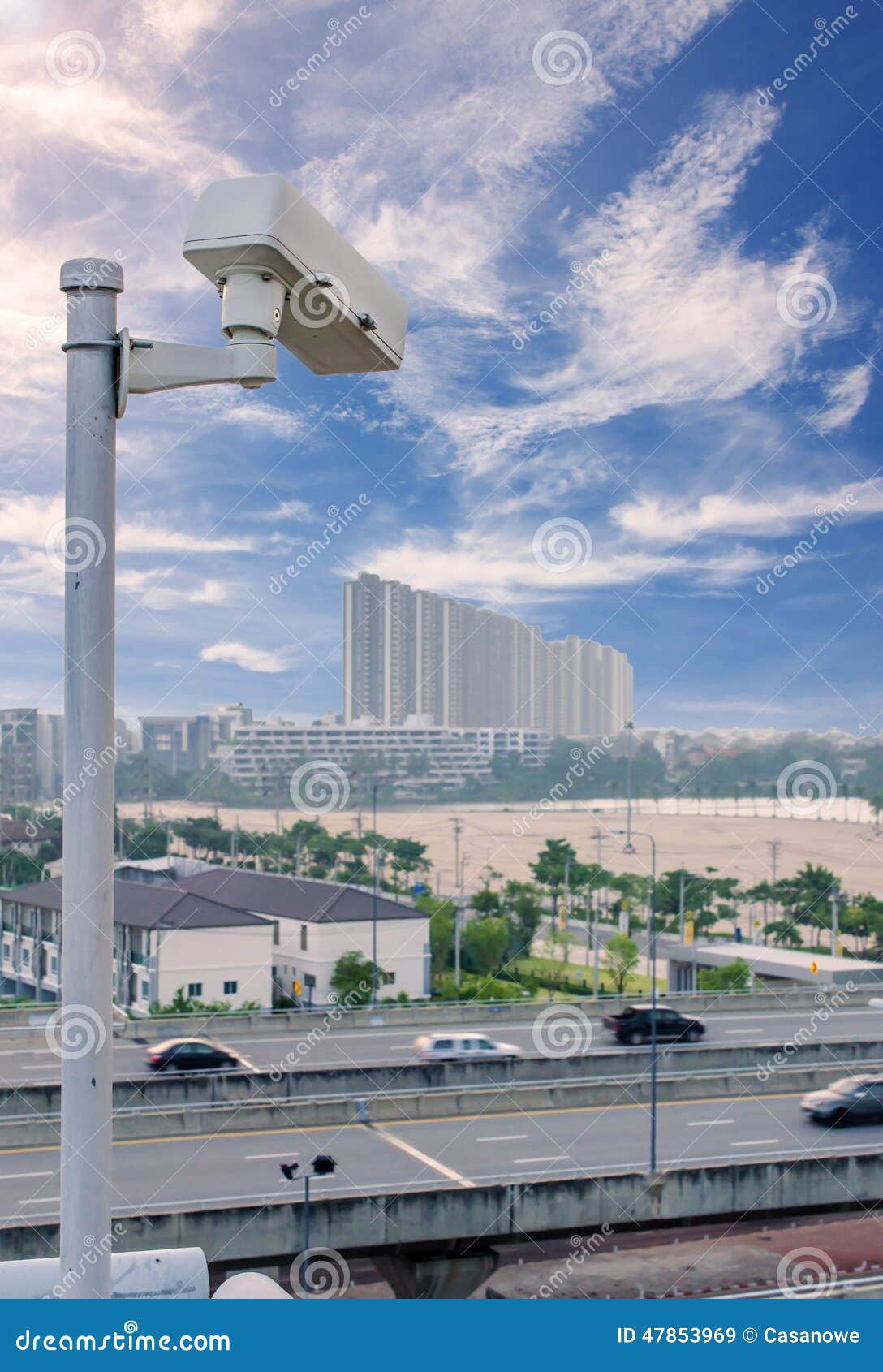 Security CCTV Camera on Road in City Stock Image - Image of crime ...