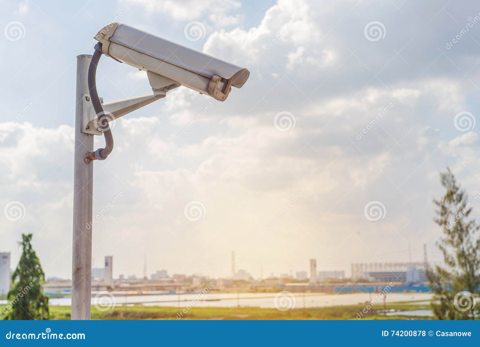 Security CCTV Camera on Road in City Stock Photo - Image of data ...