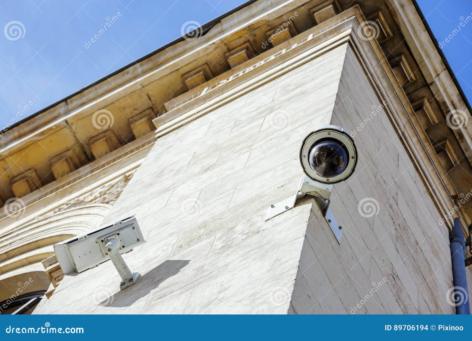 Security CCTV Camera or Surveillance System Fixed on Old Construction ...