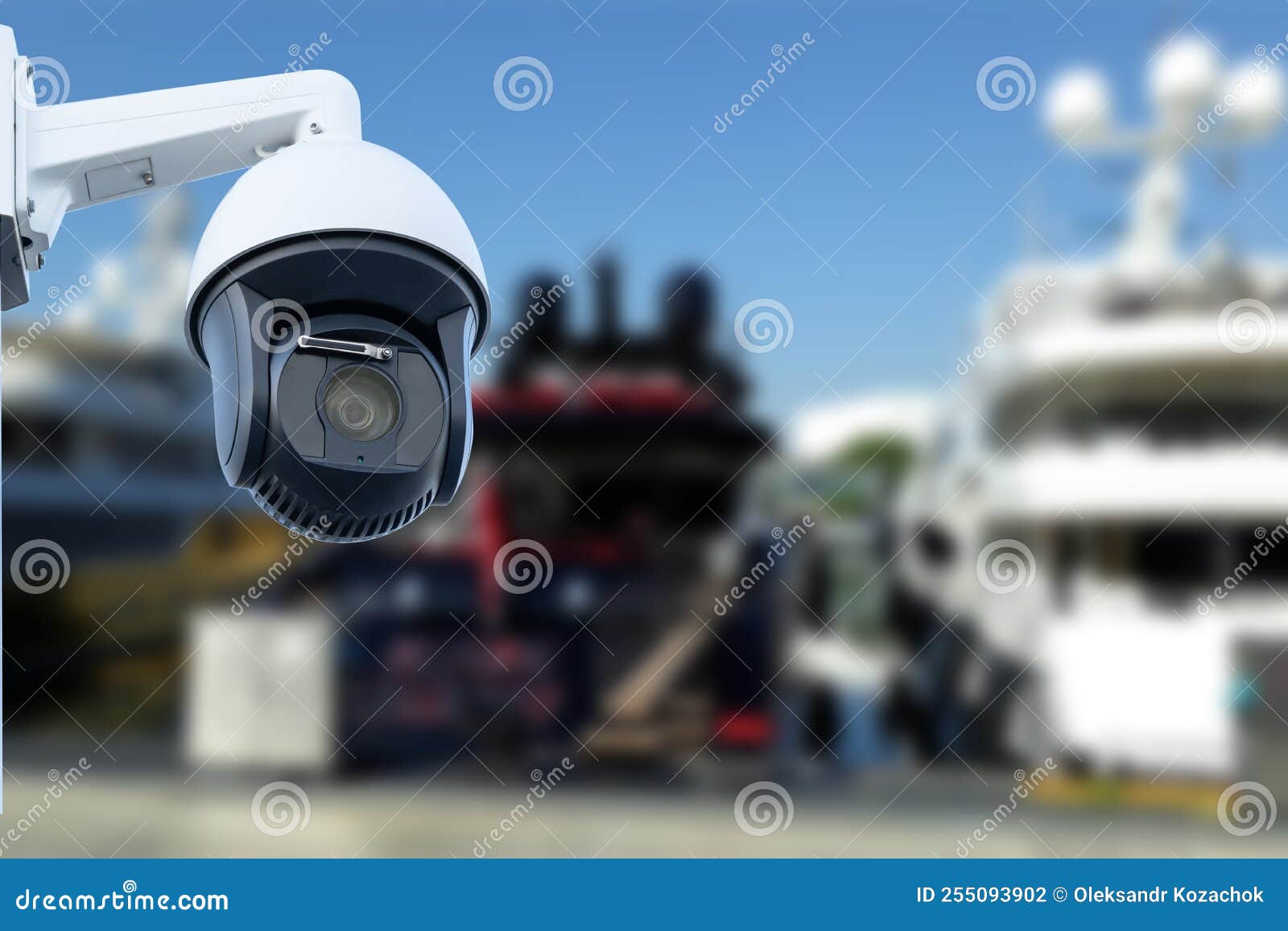 Security CCTV Camera or Surveillance System with Marina on Blurry ...