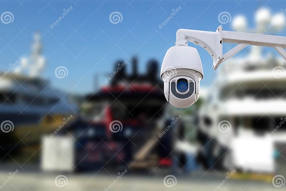 Security CCTV Camera or Surveillance System with Marina on Blurry ...