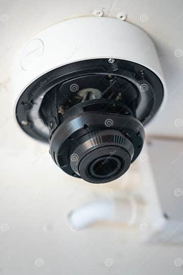 A Security CCTV Camera Which is Installed on the Ceiling. Stock Image ...