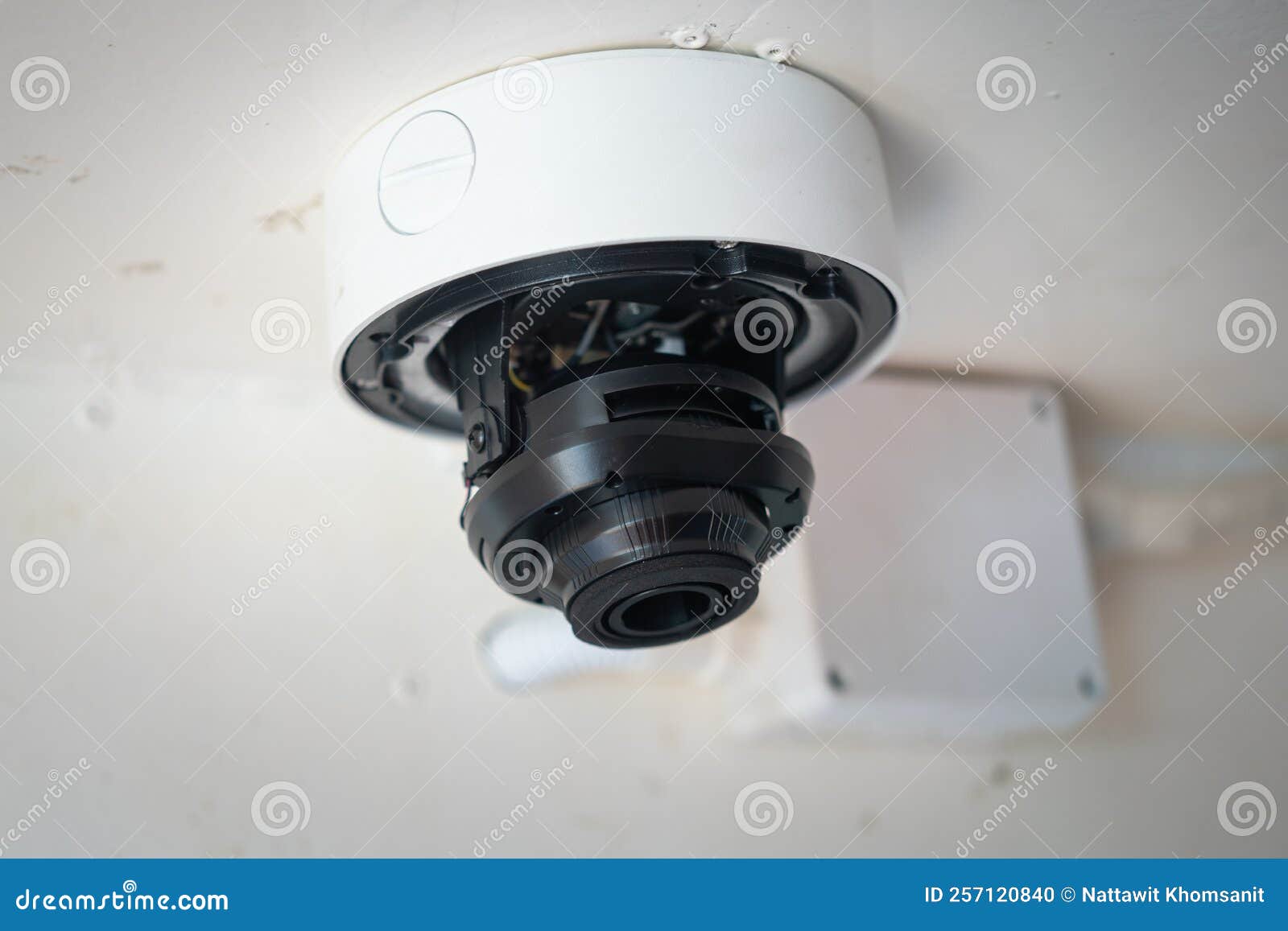 A Security CCTV Camera Which is Installed on the Ceiling. Stock Photo ...