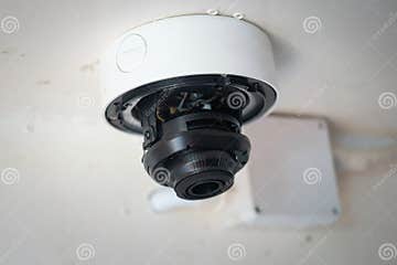 A Security CCTV Camera Which is Installed on the Ceiling. Stock Photo ...