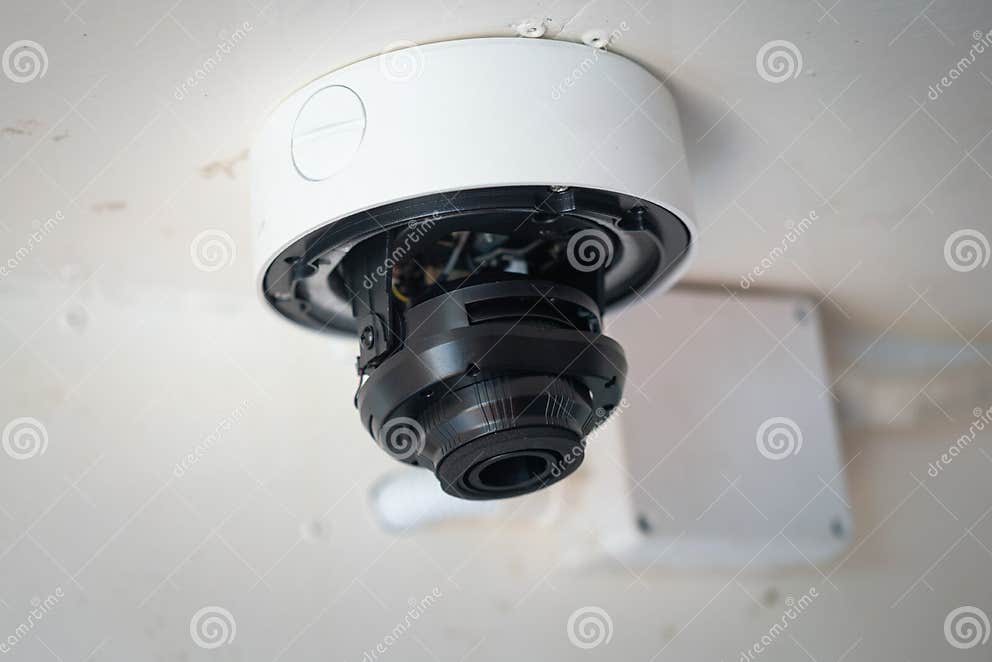 A Security CCTV Camera Which is Installed on the Ceiling. Stock Photo ...