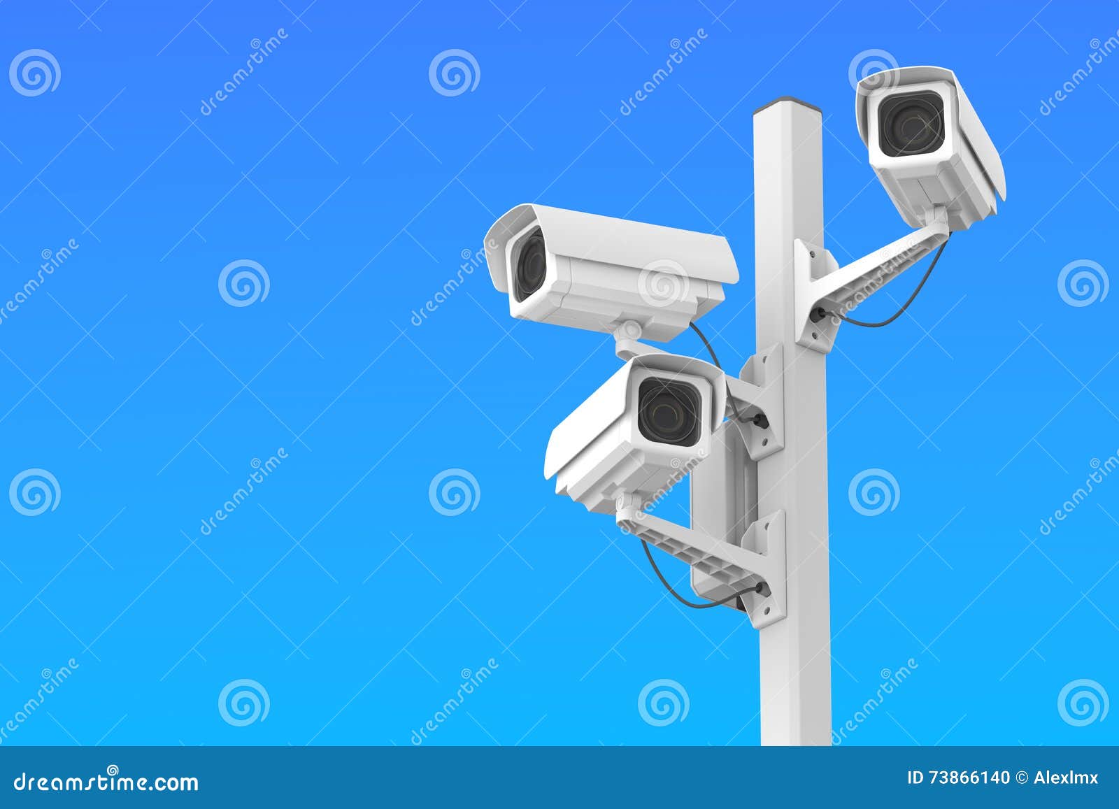 Security Cctv Cameras on Blue Sky Stock Illustration - Illustration of ...