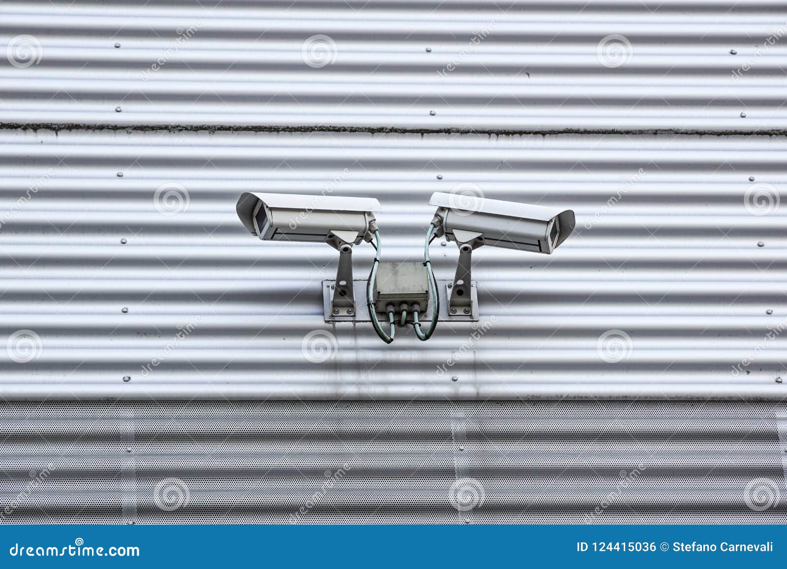 Security Cctv Cameras in Metal Wall. Cctv System . Stock Photo - Image ...