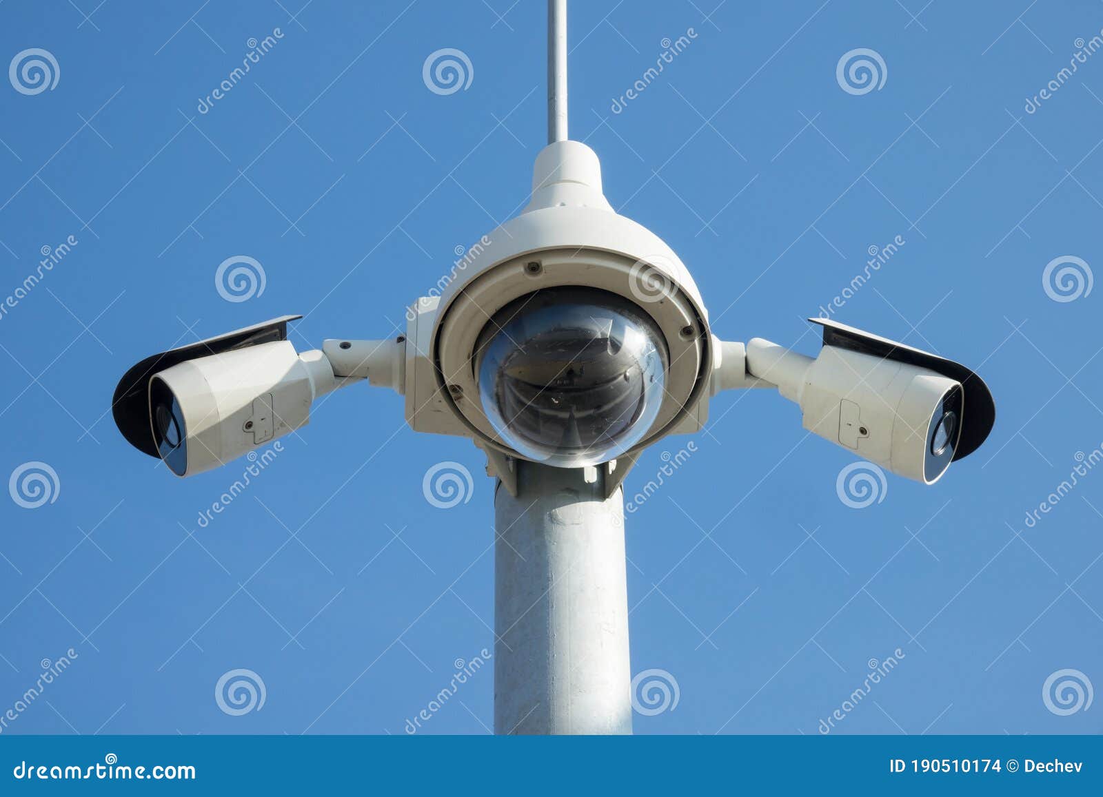 Security Cctv Cameras on Pylon. Surveillance Cameras for Privacy and ...