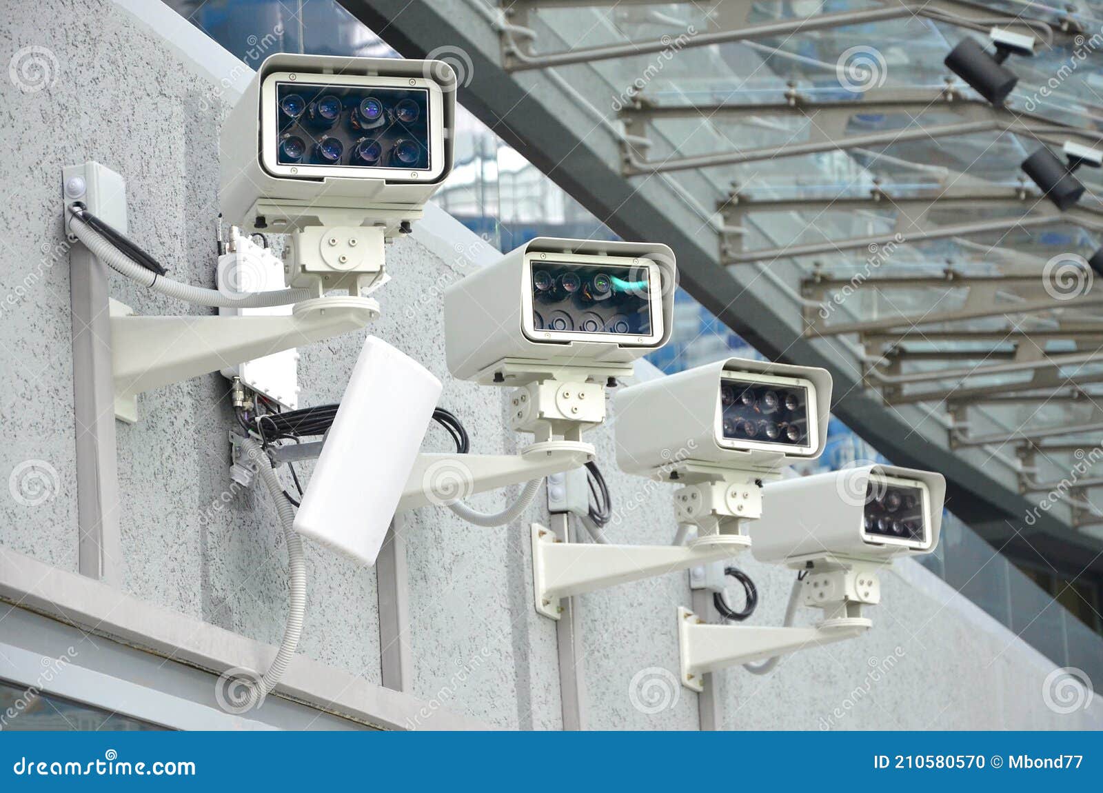 Security CCTV IR Cameras on the Building, CCTV Mounted on the Wall ...