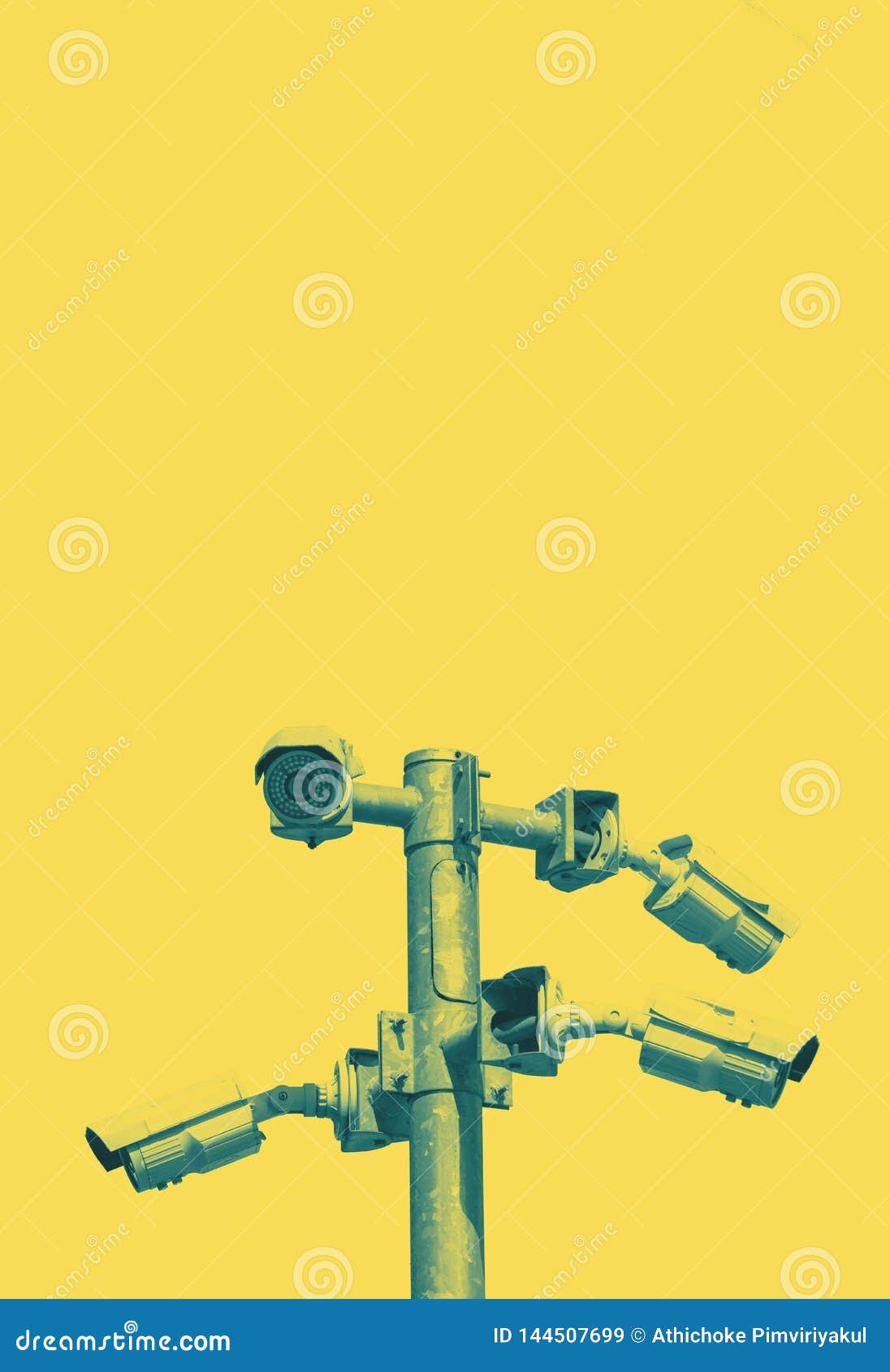 A Security CCTV Post with Cameras Installed in Different Directions ...