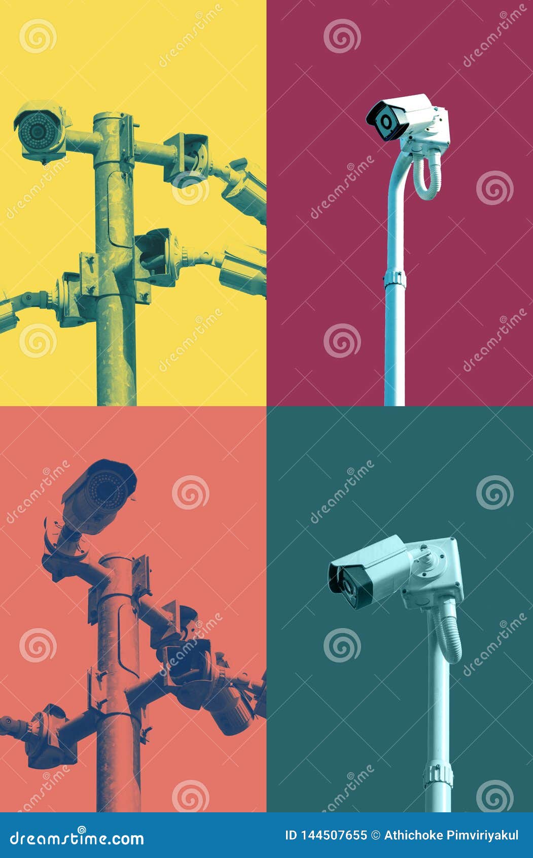 A Security CCTV Post with Cameras Installed in Different Directions ...