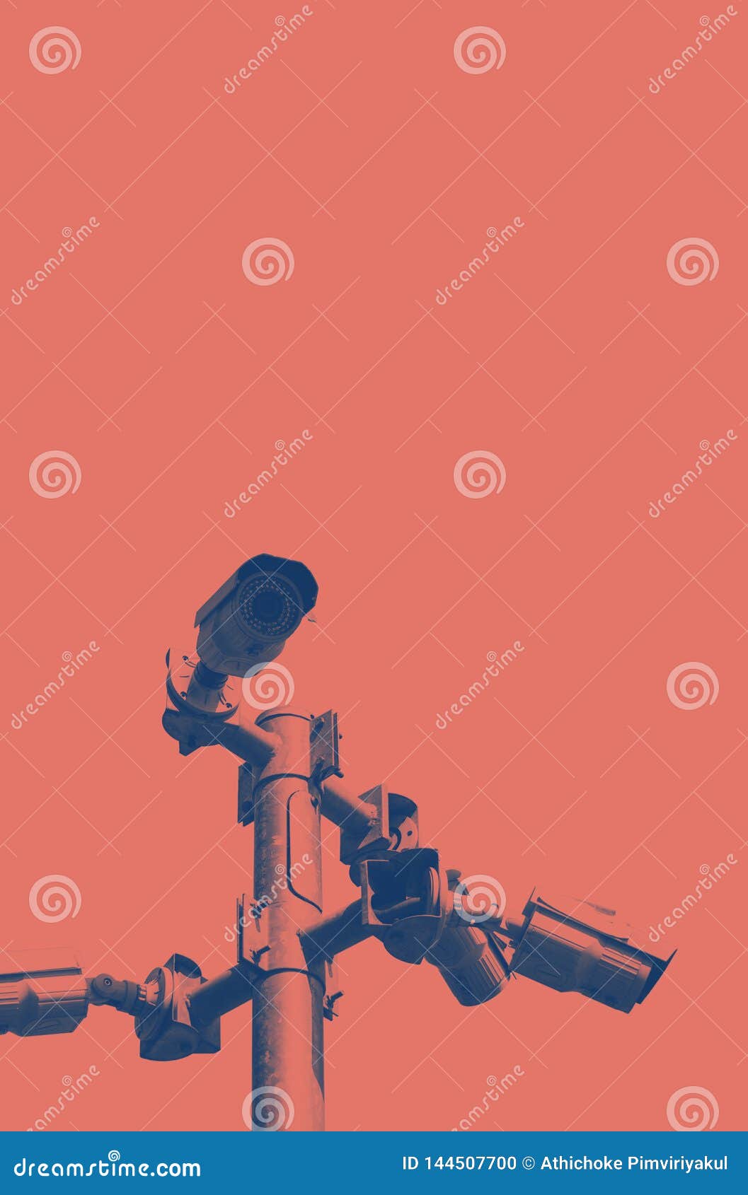 A Security CCTV Post with Cameras Installed in Different Directions ...